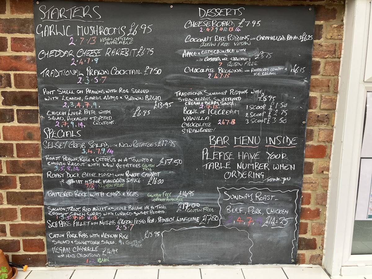 Menu at Lifeboat Inn pub & bar, Selsey
