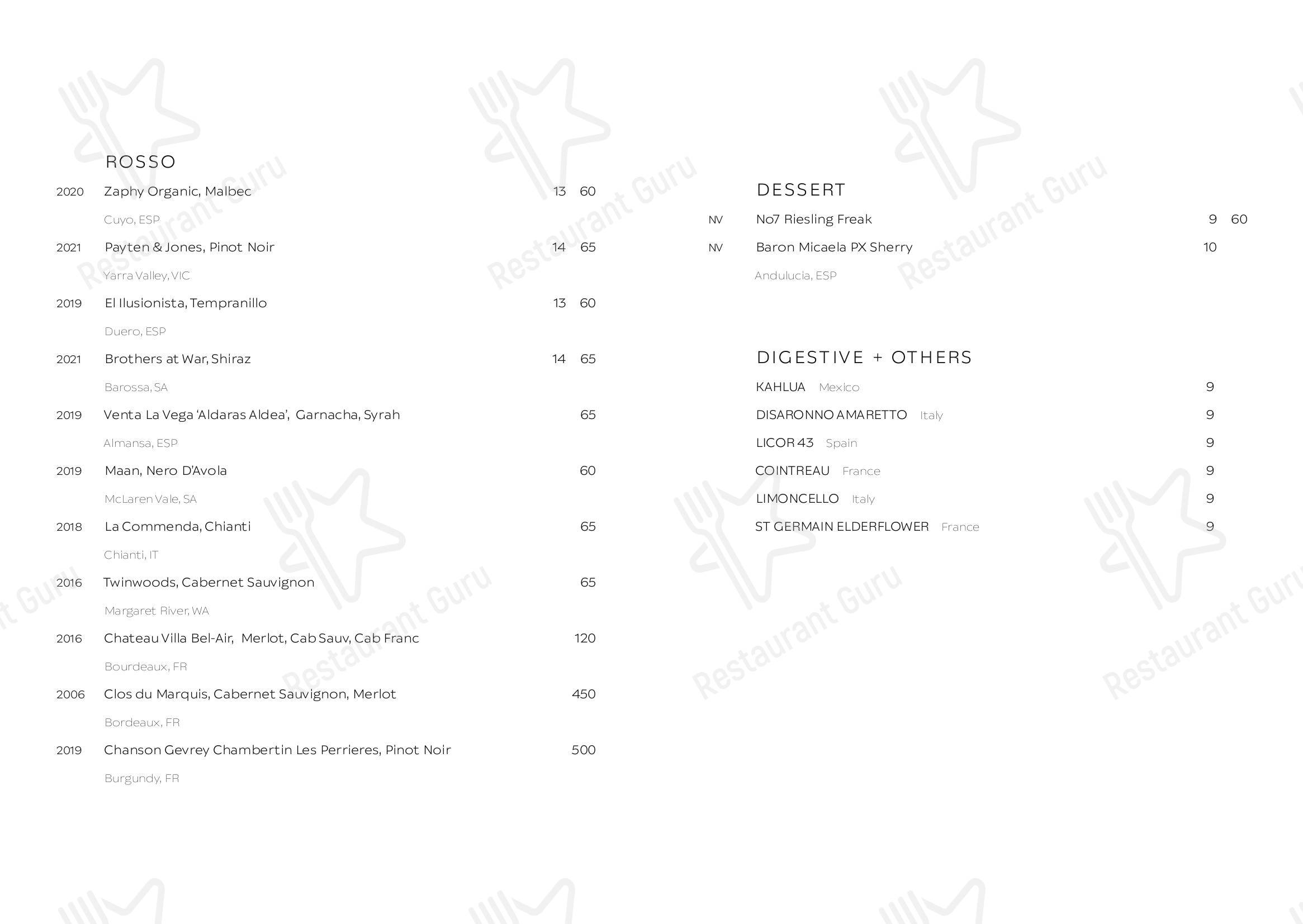 Menu at Olea Lindfield restaurant, Lindfield