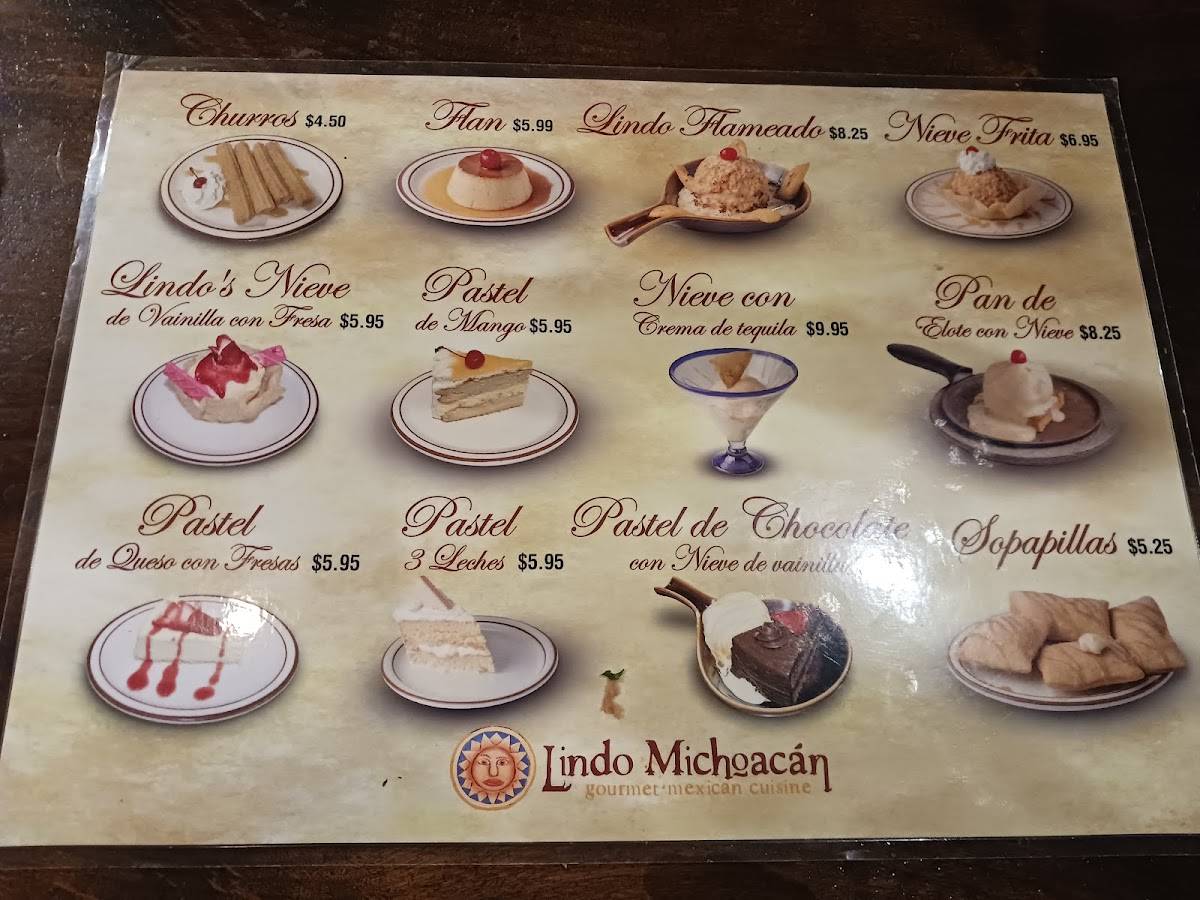 Menu at The Original Lindo Michoacan restaurant, Las Vegas, E Desert Inn Rd
