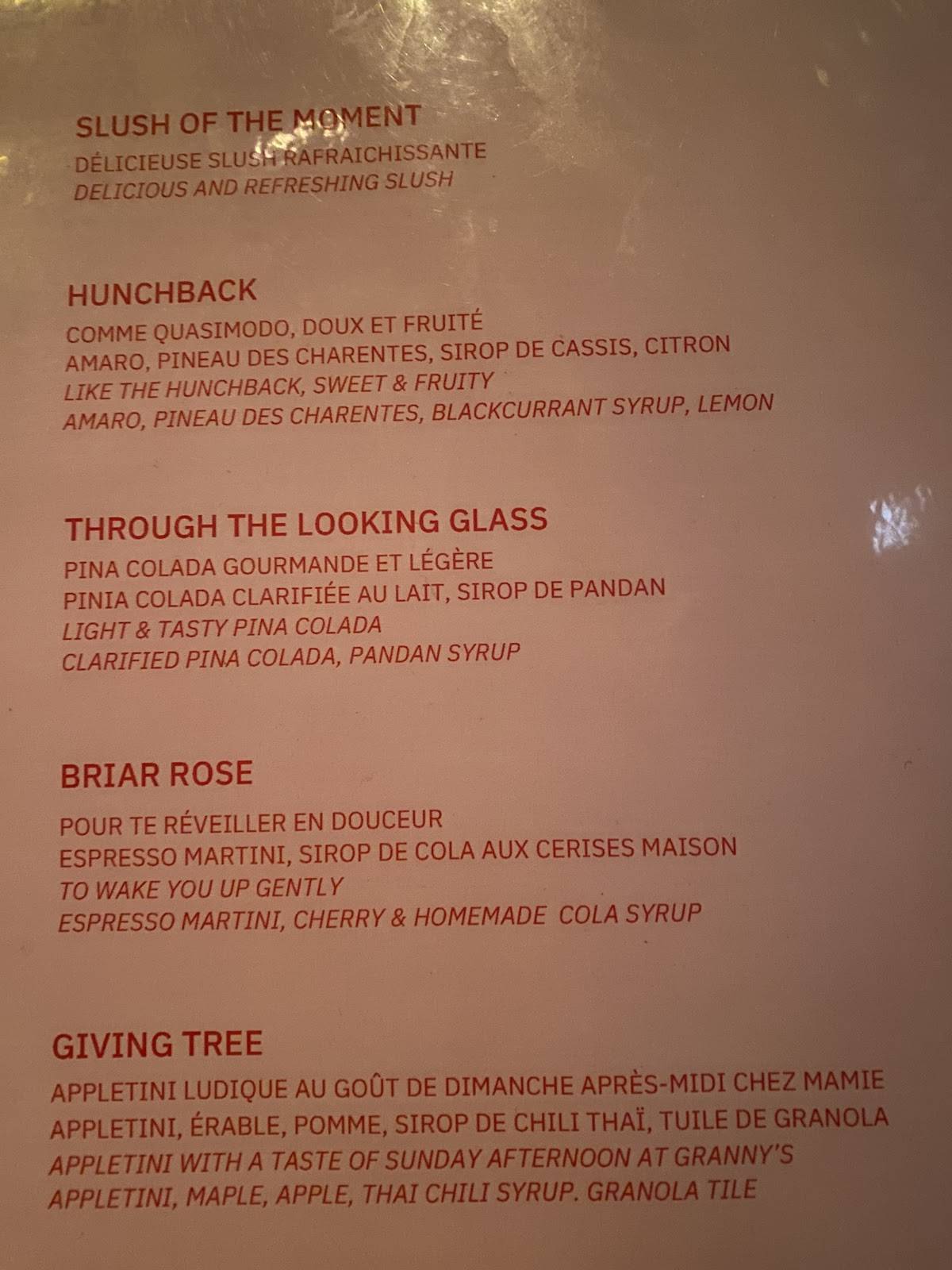 Menu at L'infâme Tittle Tattle - Cocktail Bar, Montréal