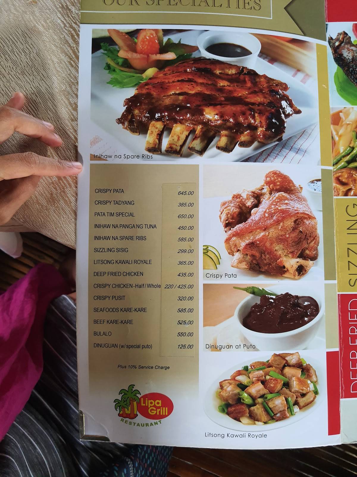 Menu at Lipa Grill restaurant, Lipa