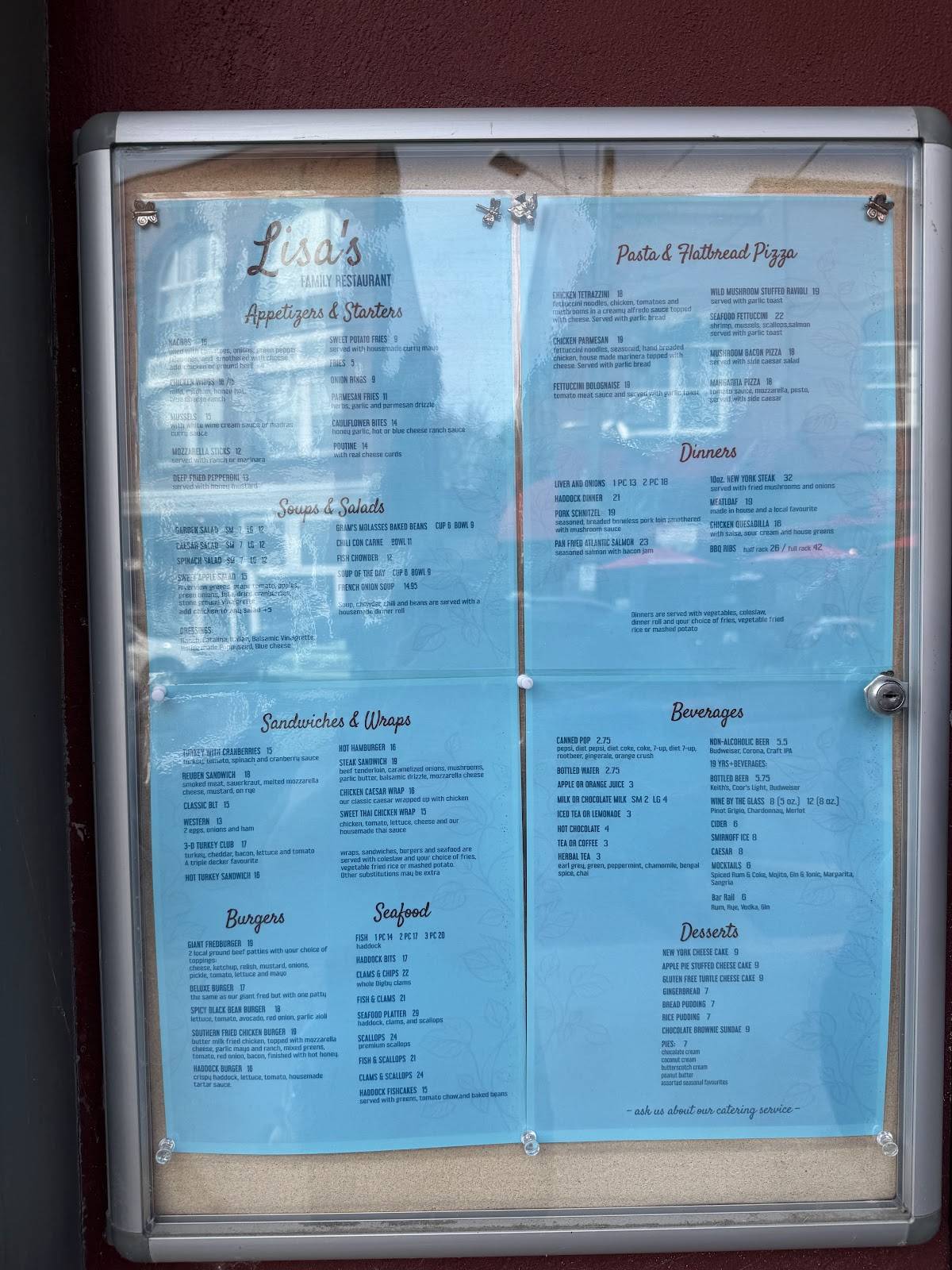 Menu at Lisa's Family Restaurant, Windsor