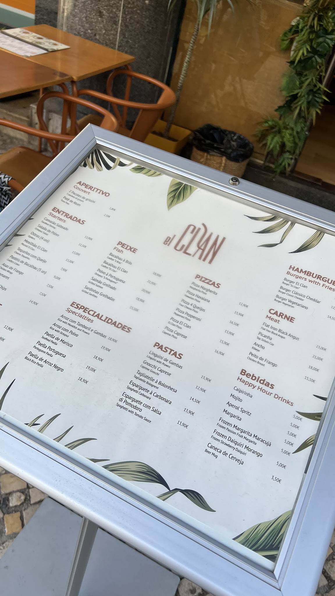 Menu em El Clan restaurante, Lisboa