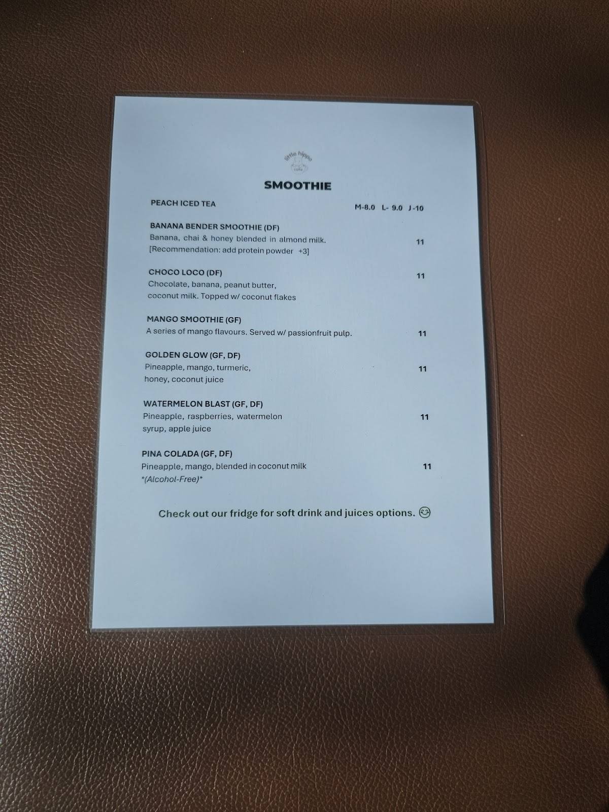 Menu at Little Hippo Cafe, Westlake