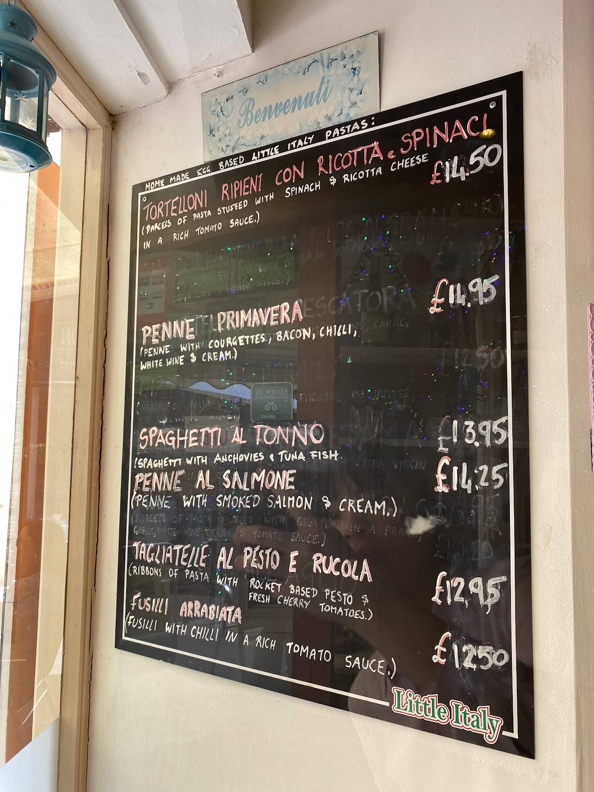Menu at Little Italy restaurant, Taunton