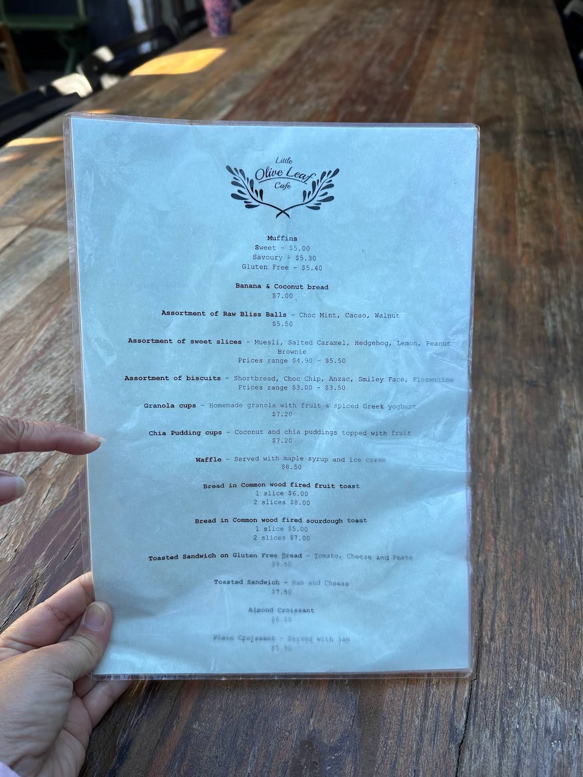 Menu at Little Olive Leaf Cafe, Willagee