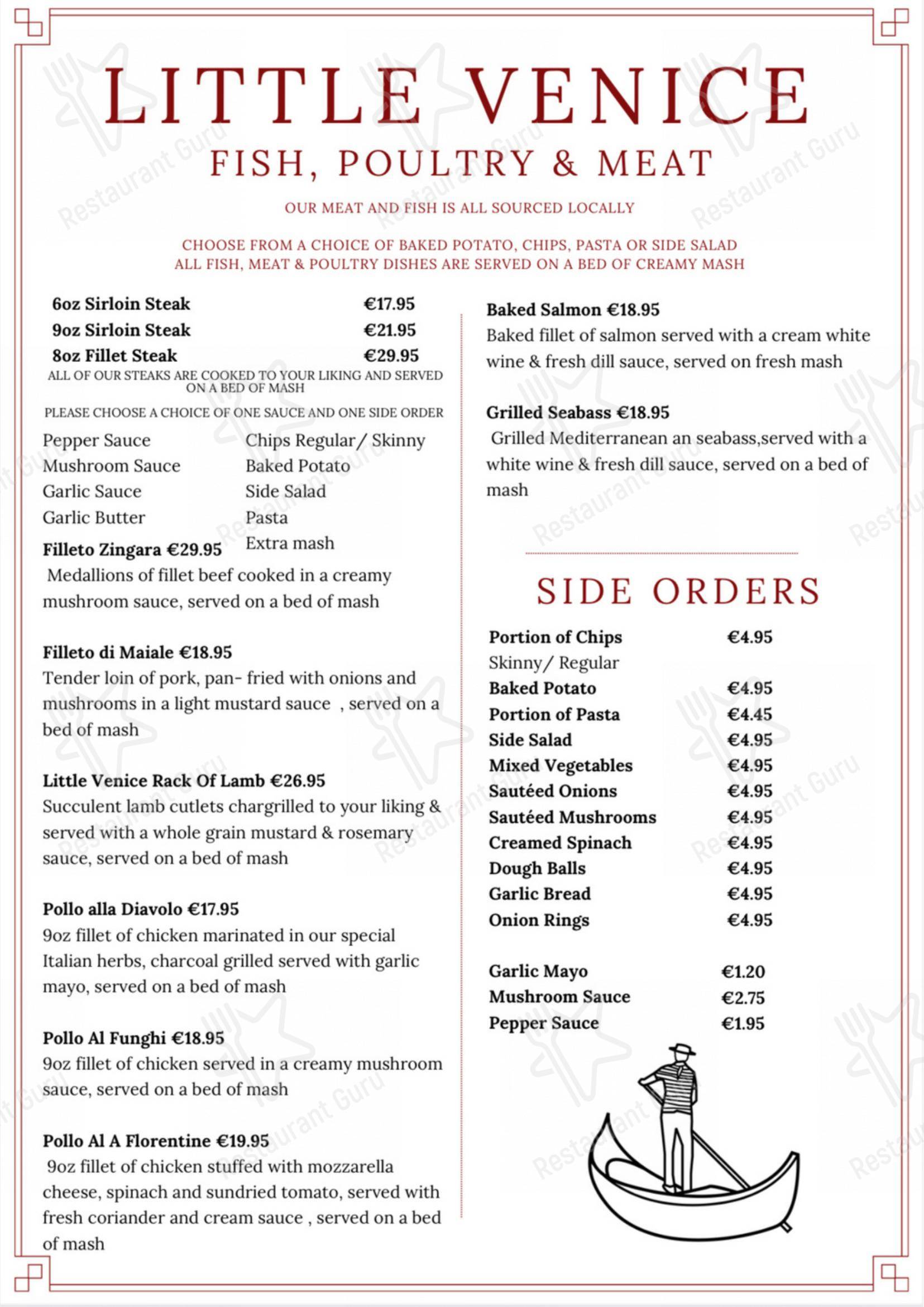 Menu at Little Venice restaurant, Dublin, Old Airport Rd