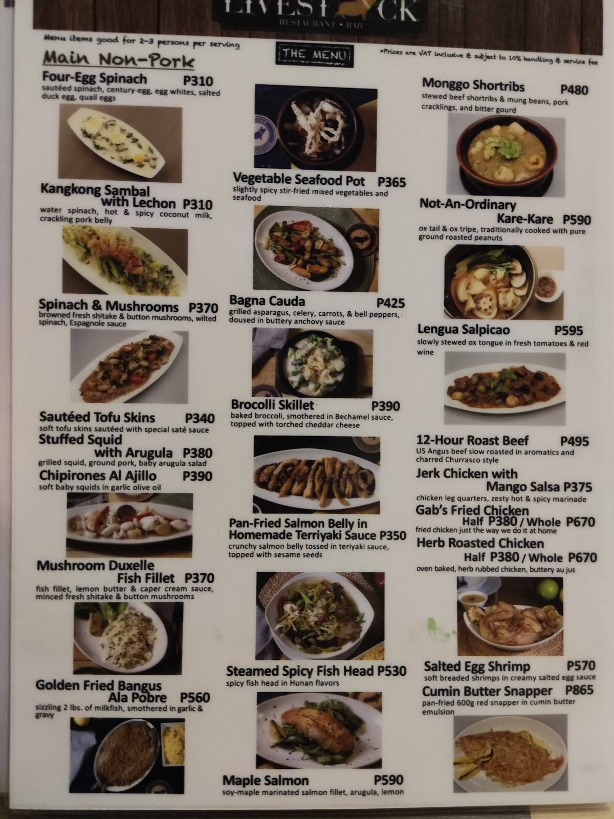 Menu at Livestock restaurant, Quezon City, El Jardin Del Presidente 1