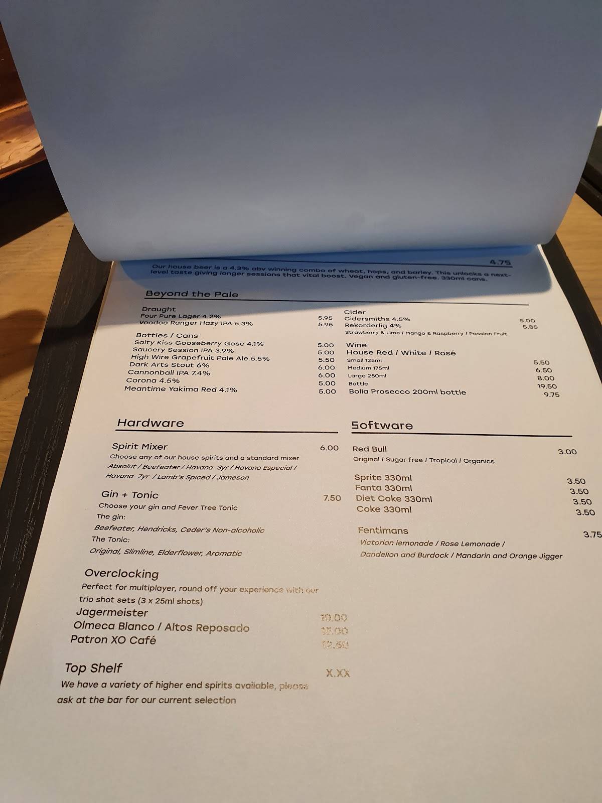 Menu at Loading Bar, London, 129 Stoke Newington High St