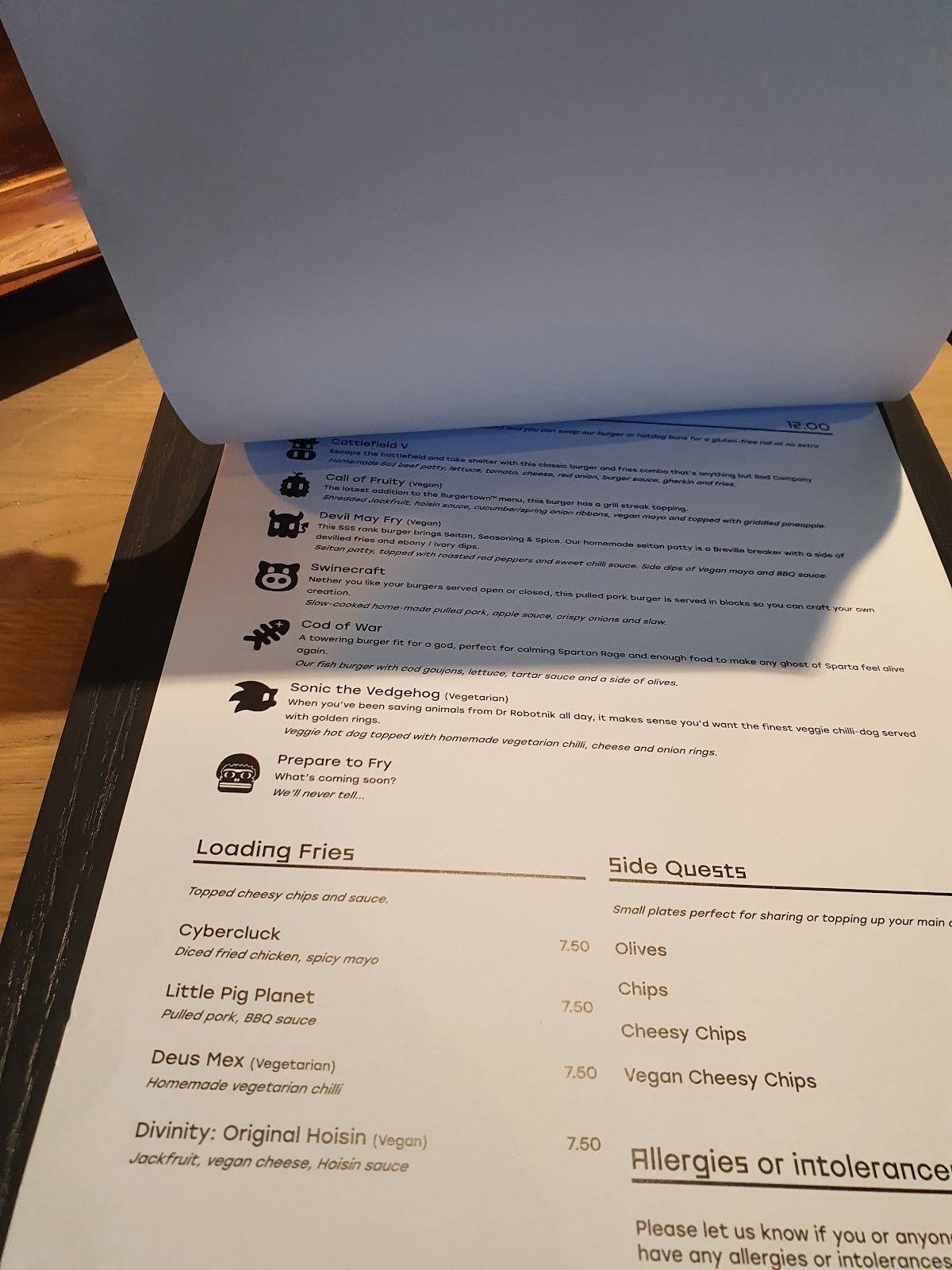 Menu at Loading Bar, London, 129 Stoke Newington High St