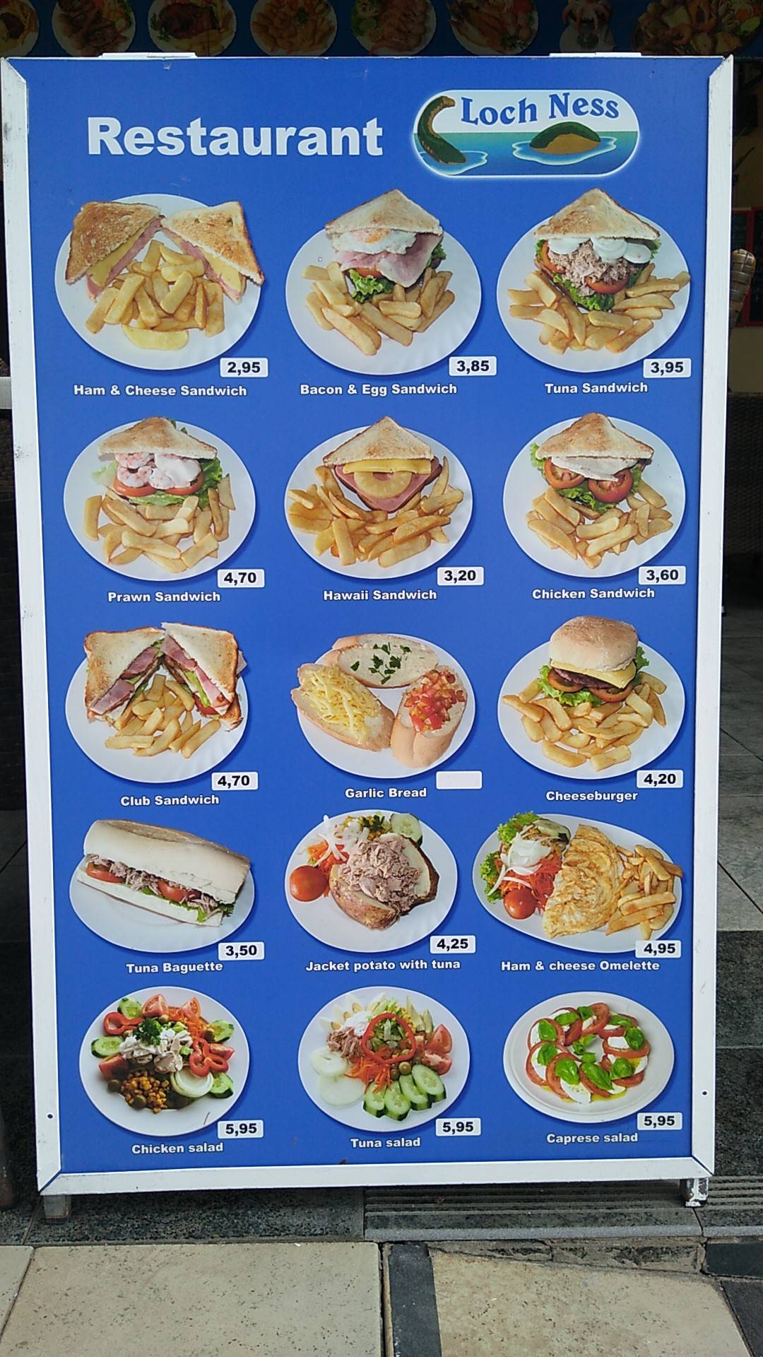 Menu at Loch Ness Restaurant, Costa Adeje