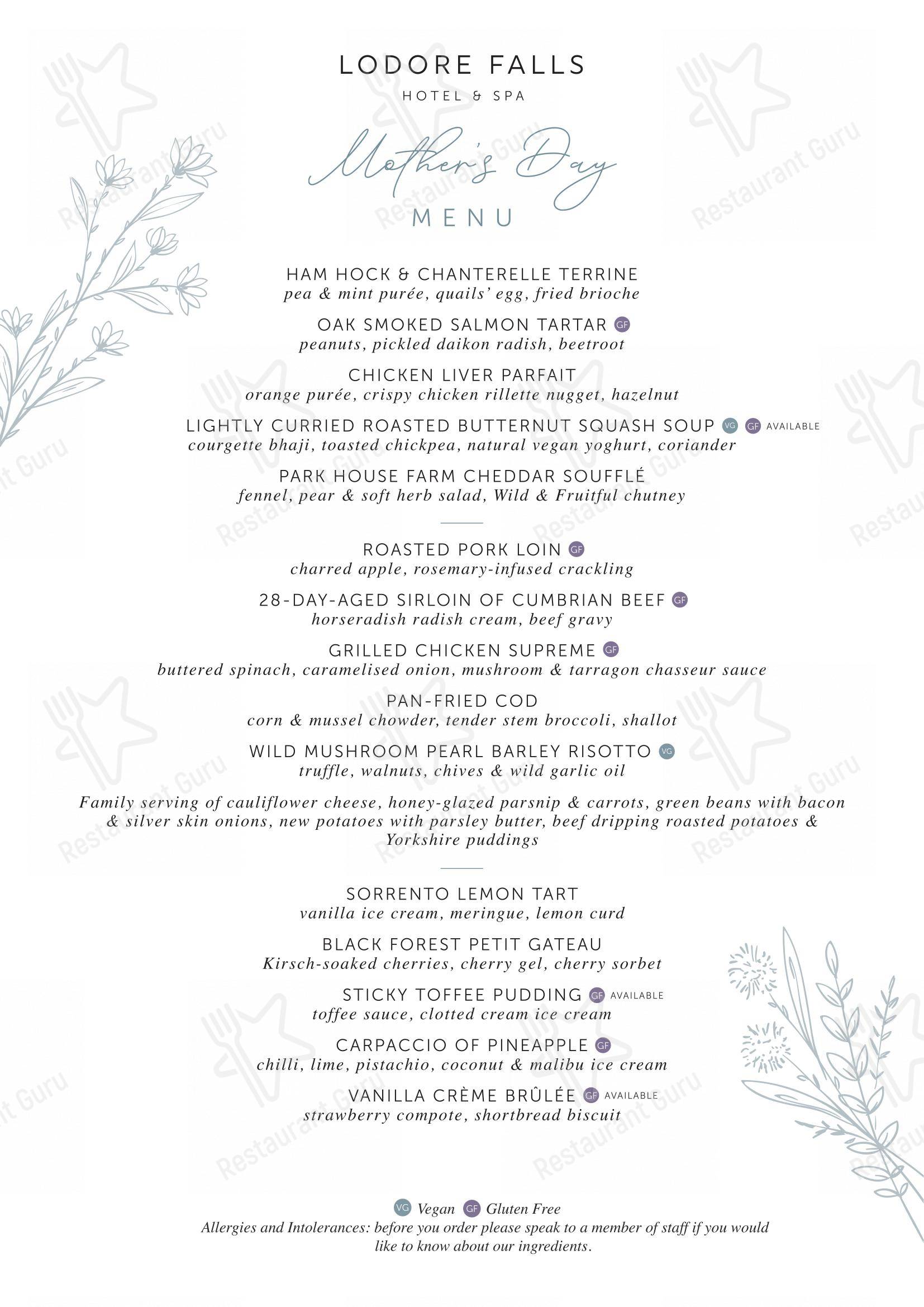 Menu at Lodore Falls Hotel & Spa Keswick restaurant, Keswick
