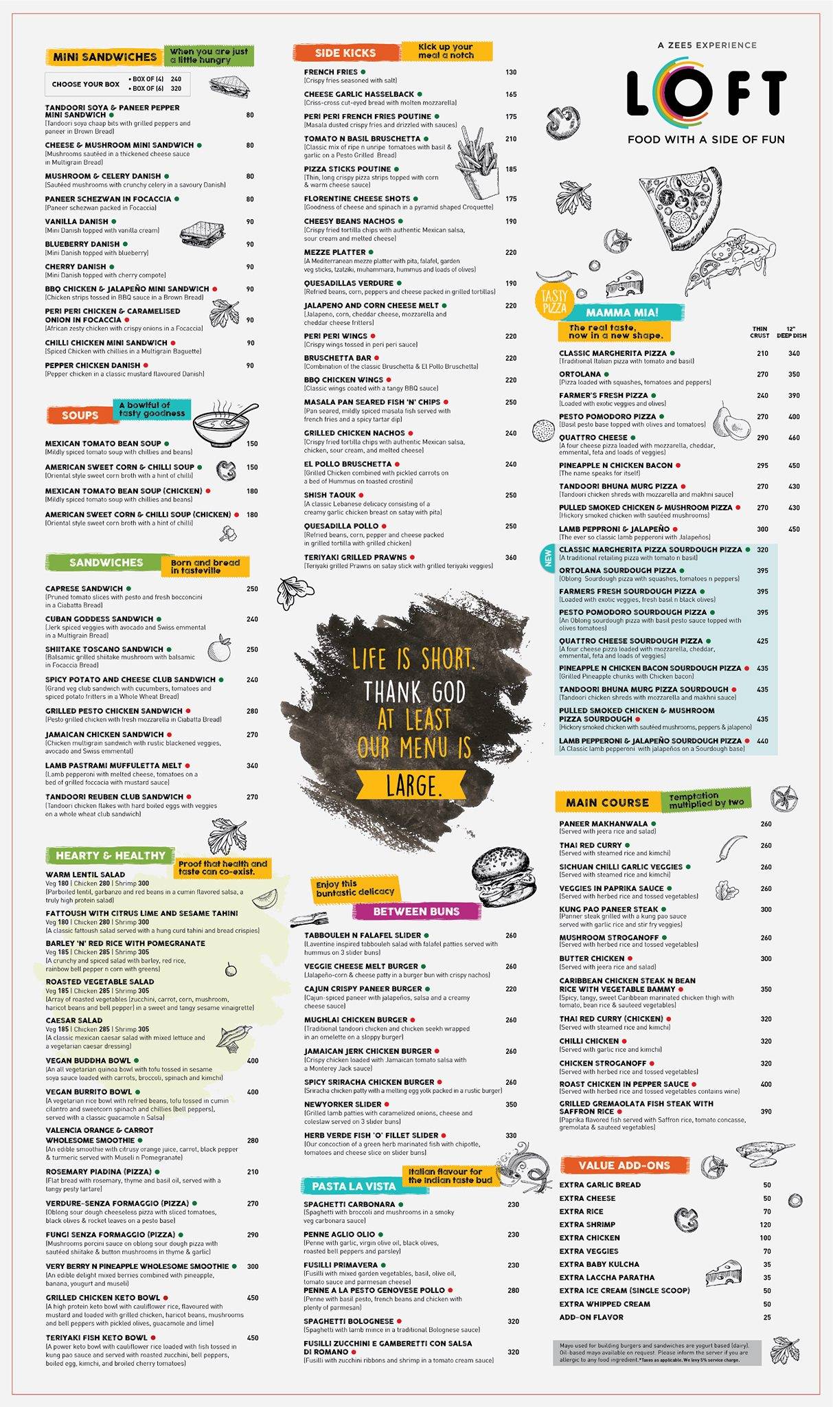 Menu at LOFT by Zee5, Chandigarh