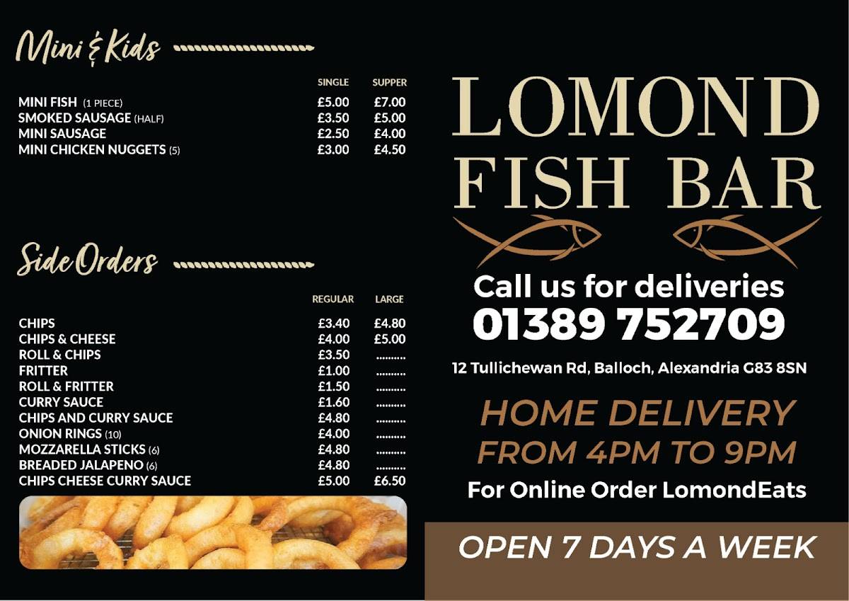 Menu at Lomond Fish Bar, Alexandria
