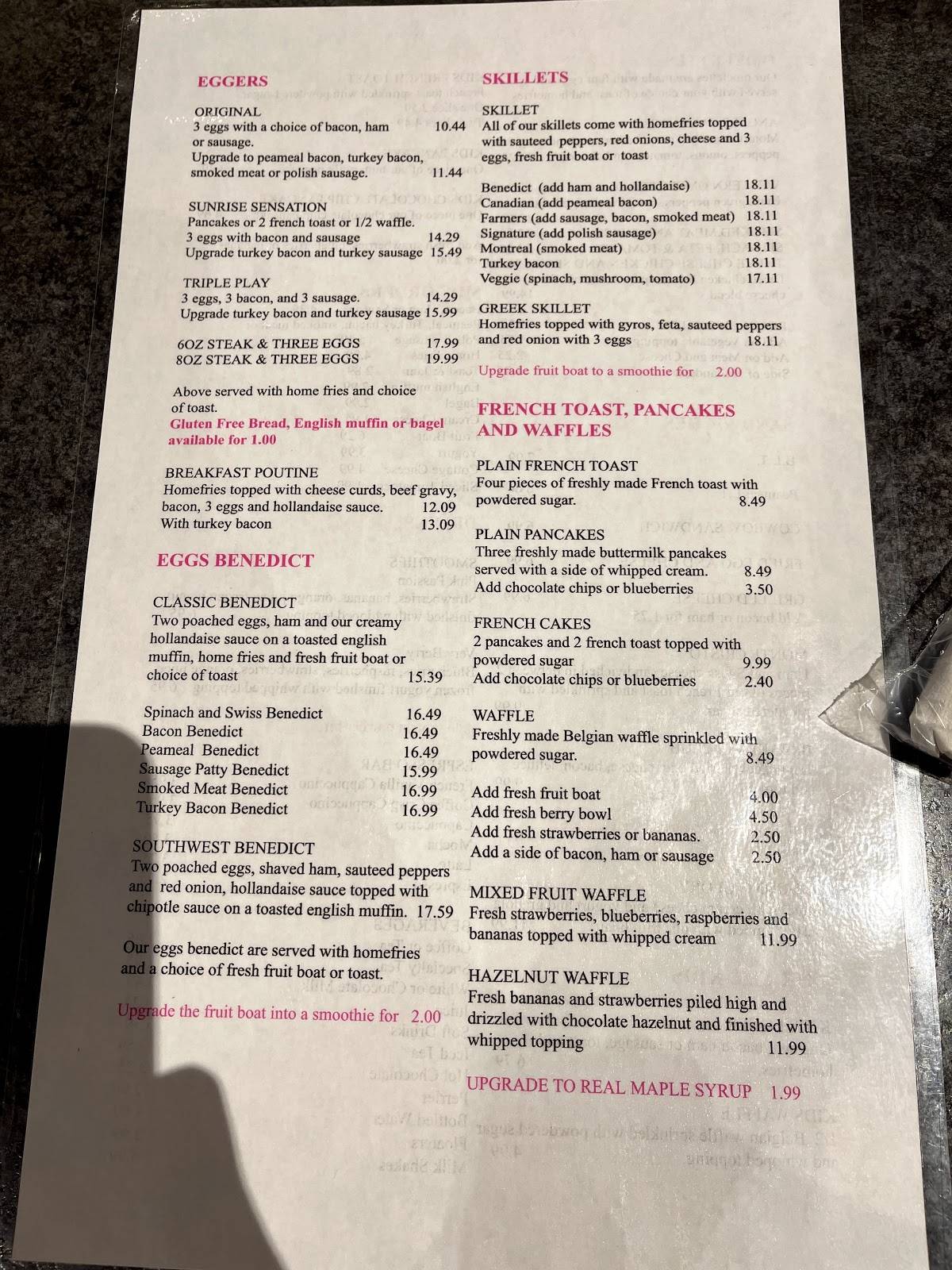 Menu at Angel's Diner - Family Restaurant London, London