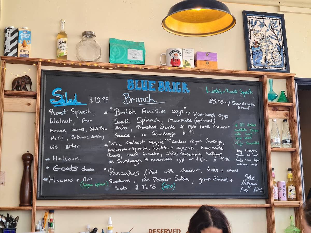 Menu at Blue Brick Cafe, London