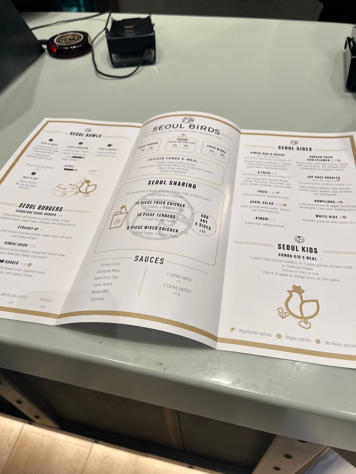 Menu at Seoul Bird restaurant, London, Ariel Way
