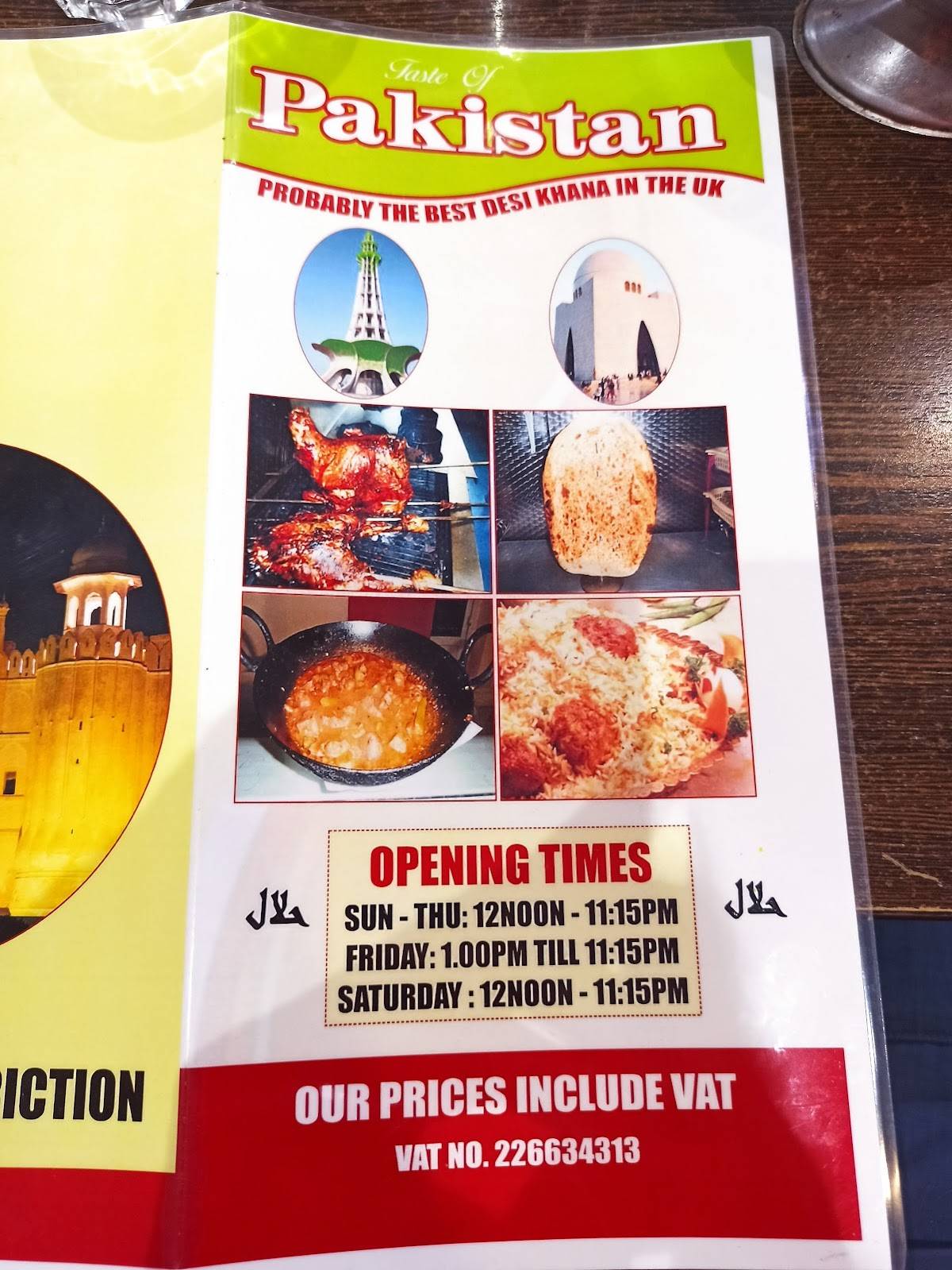 Menu at Taste of Pakistan Restaurant and Take away, London