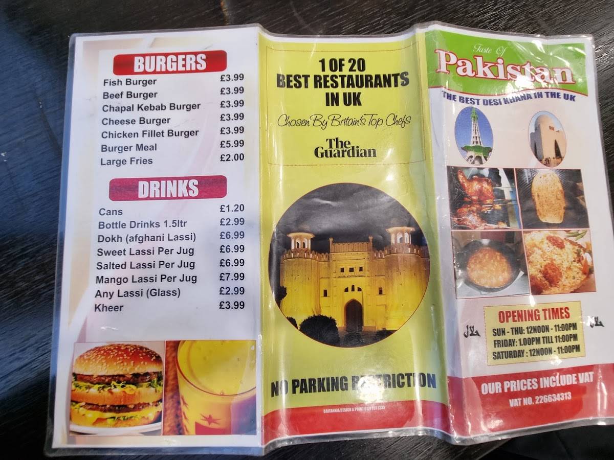 Menu at Taste of Pakistan Restaurant and Take away, London