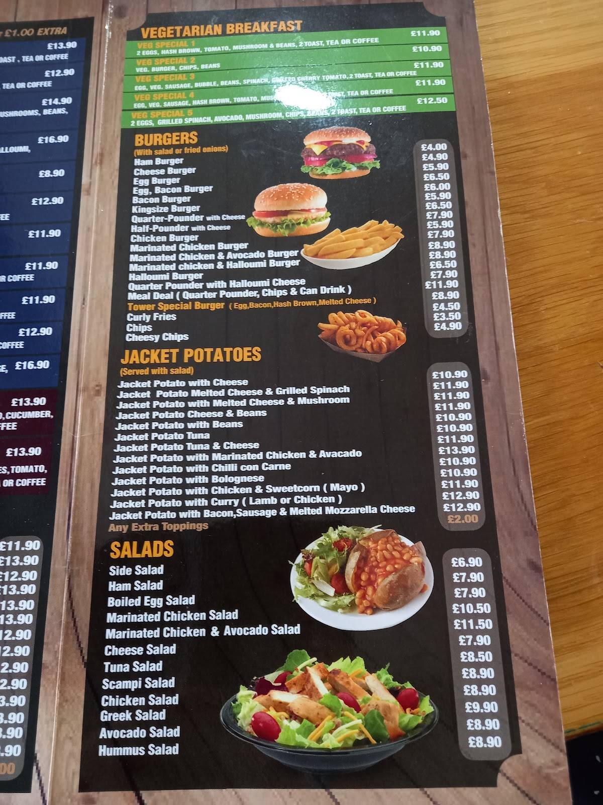 Menu at Tower Cafe, London, 460 Lordship Ln