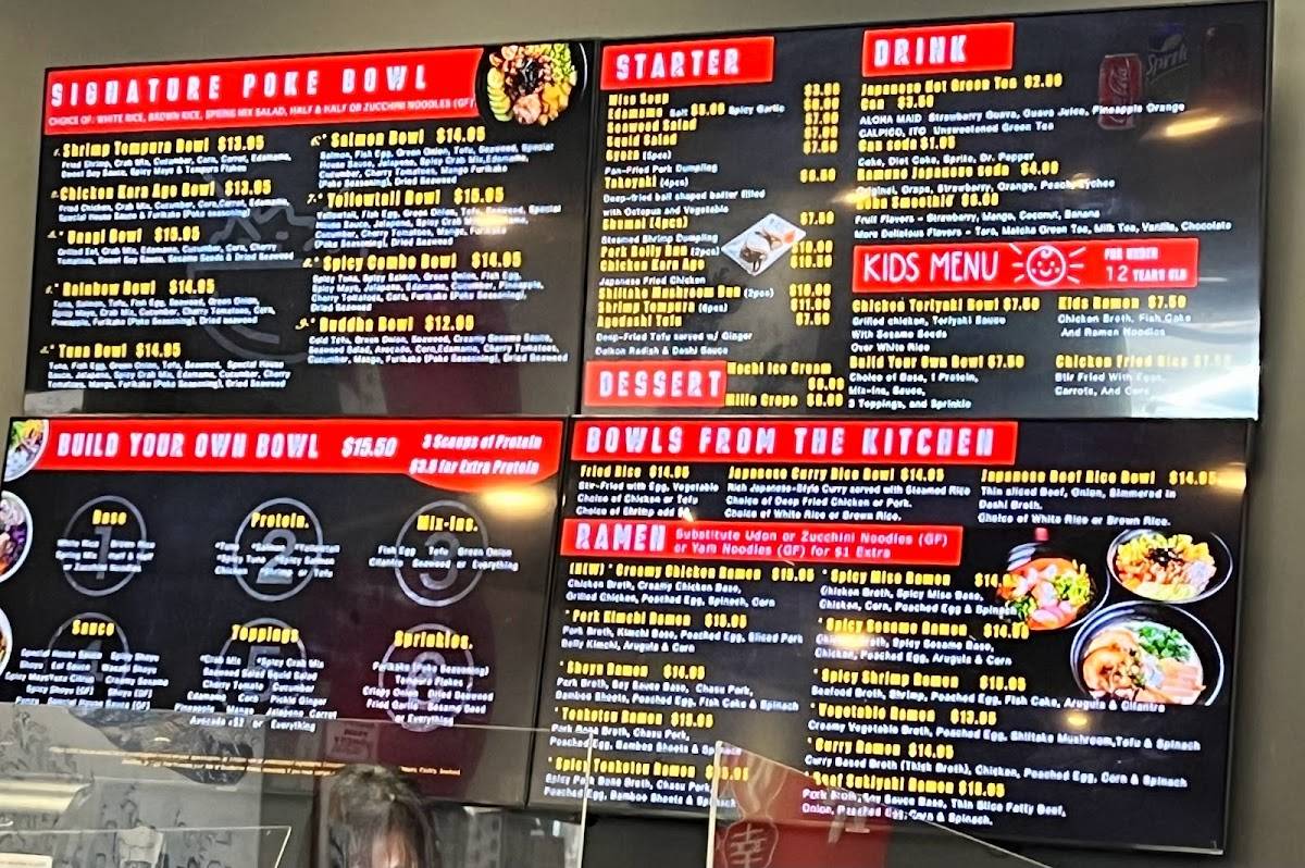 Menu at Nami Ramen & Poke restaurant, Lone Tree
