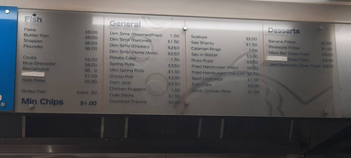 Menu at Long Gully Fish Shop restaurant, Long Gully