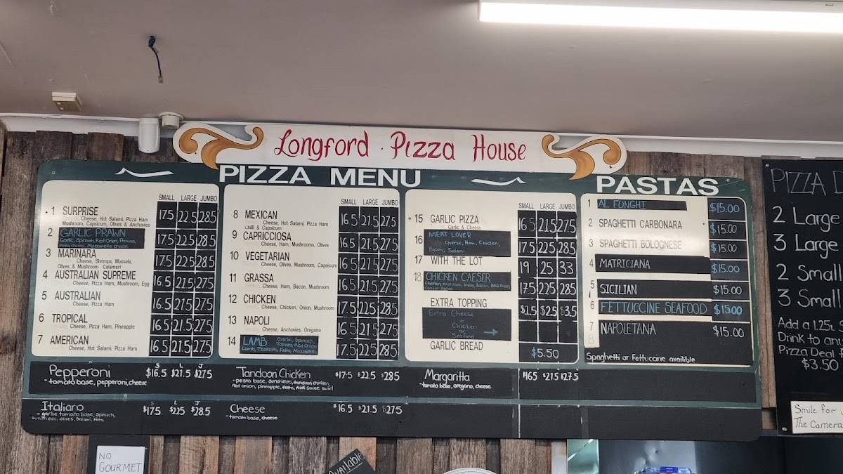 Menu at Longford Pizza House restaurant, Longford