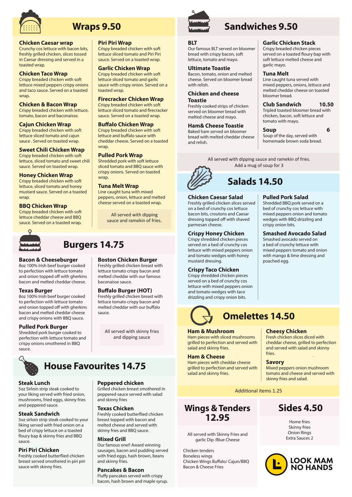Menu at Look Mam No Hands cafe, Dublin, Unit 7 Charlestown Shopping Centre