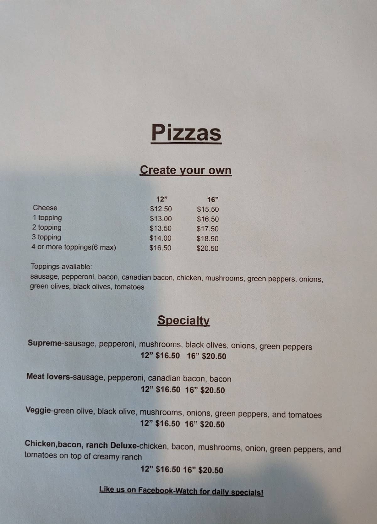 Menu at Loopys on the Loop Bar and Grill, Denmark