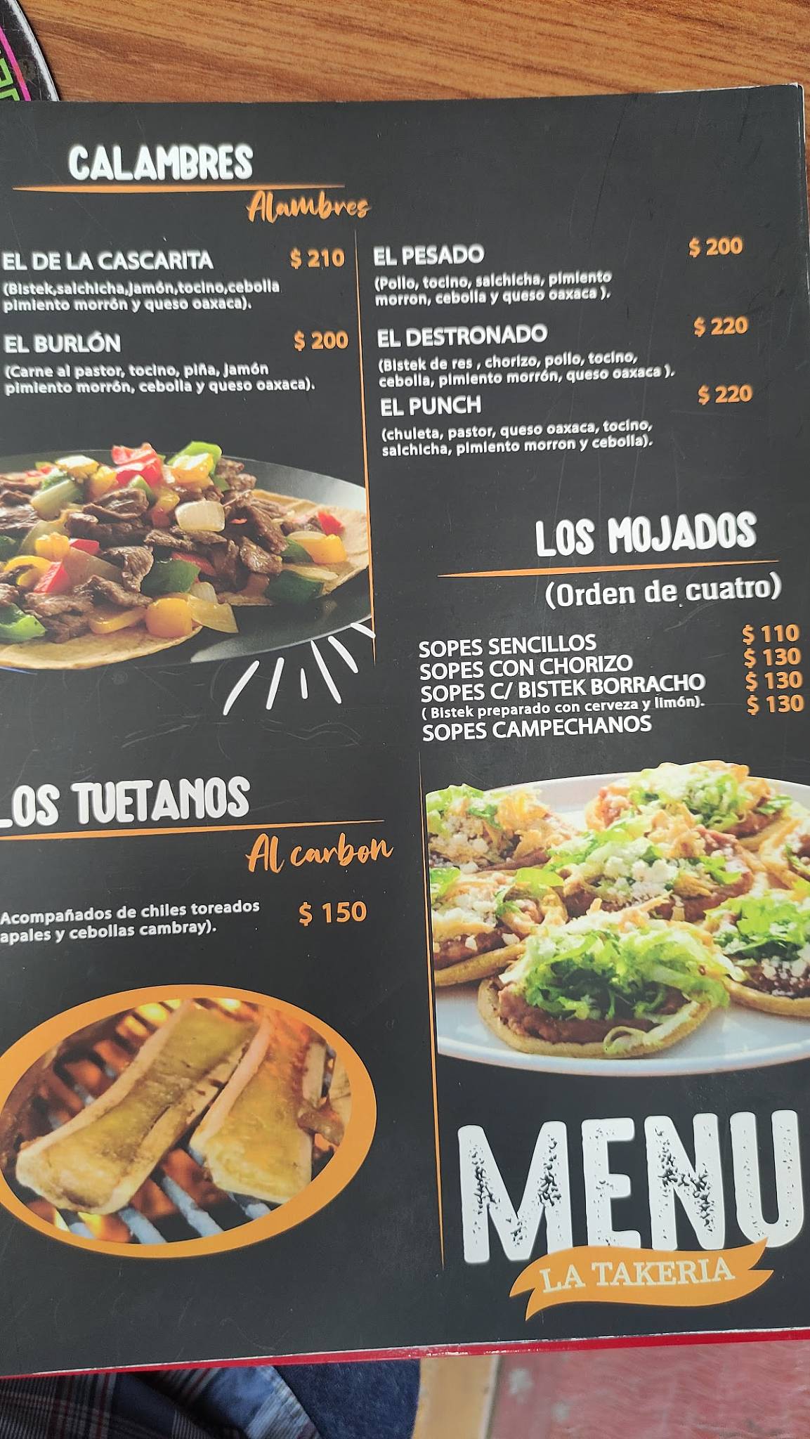 Carta del restaurante Los Brody's La Takeria Peñon, Nezahualcóyotl