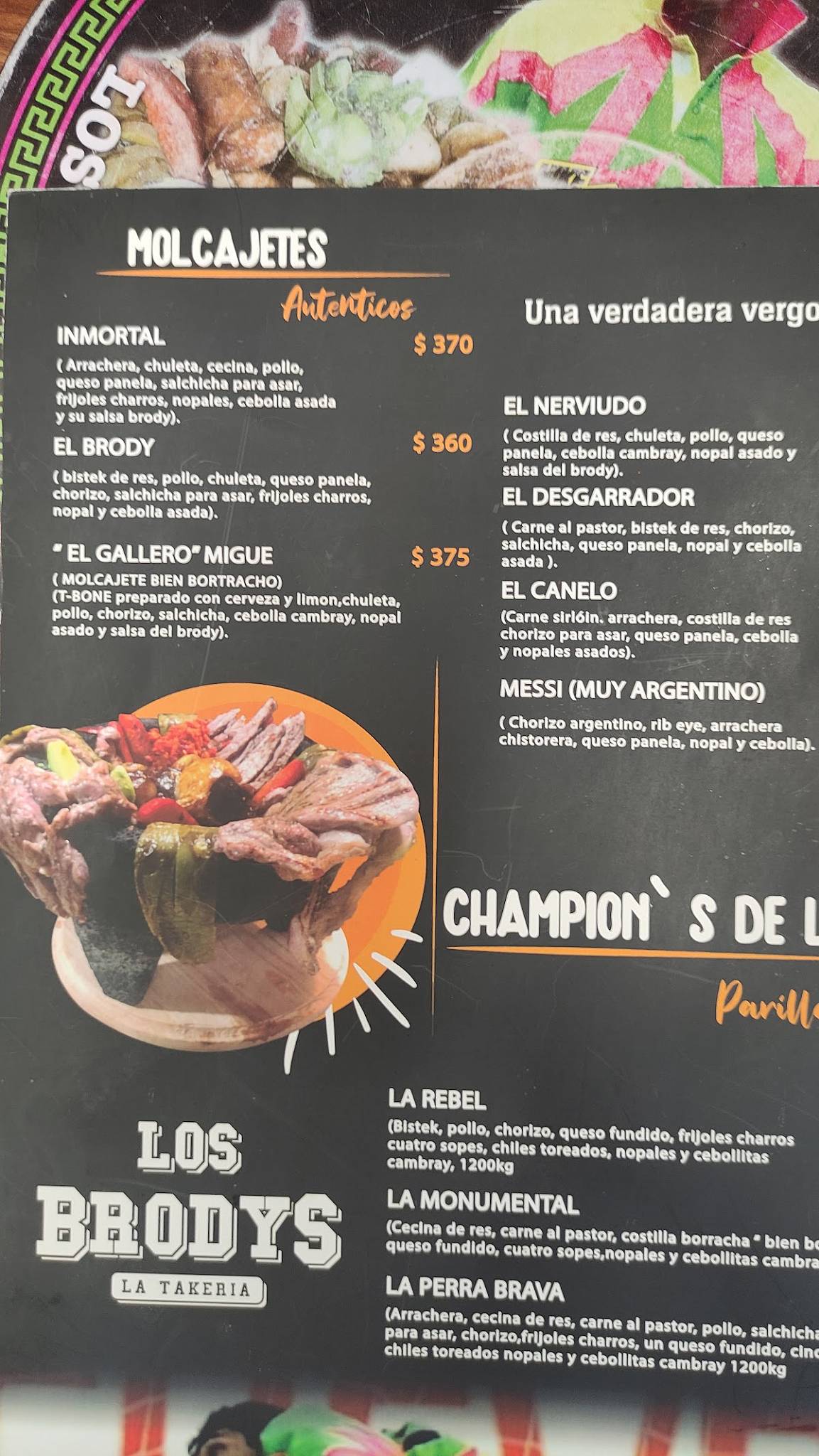 Carta del restaurante Los Brody's La Takeria Peñon, Nezahualcóyotl
