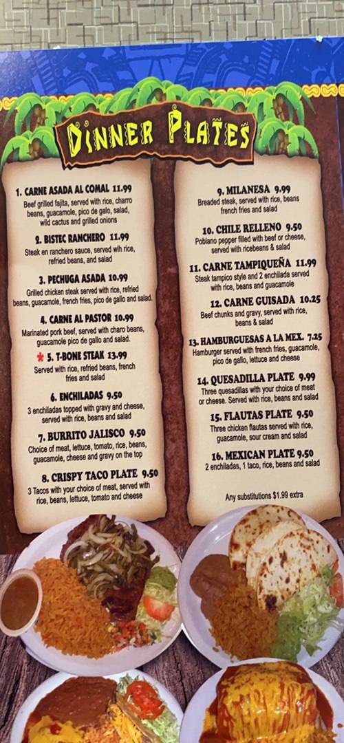 Menu at Los Comales restaurant, Cameron, N Travis Ave