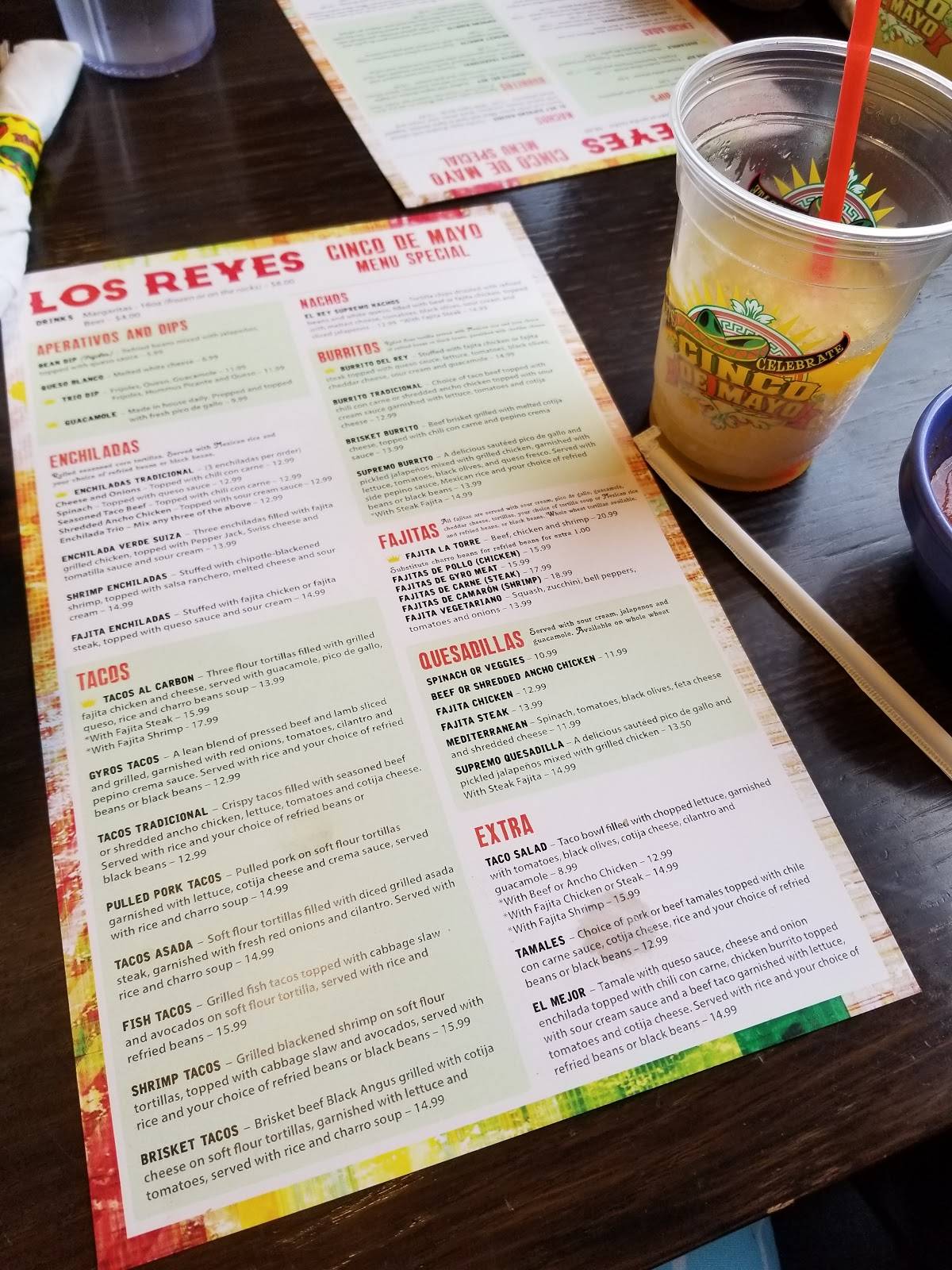 Menu at Los Reyes Mexican Grill restaurant, Baton Rouge, Coursey Blvd