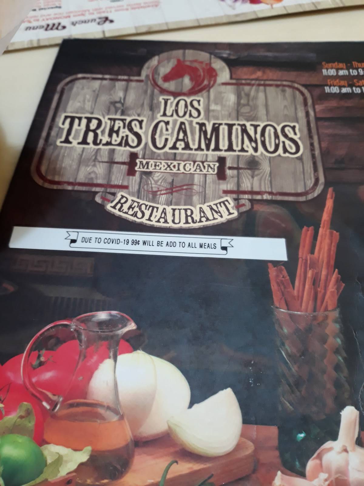 Menu at Los Tres Caminos restaurant, Terre Haute, S US Hwy 41
