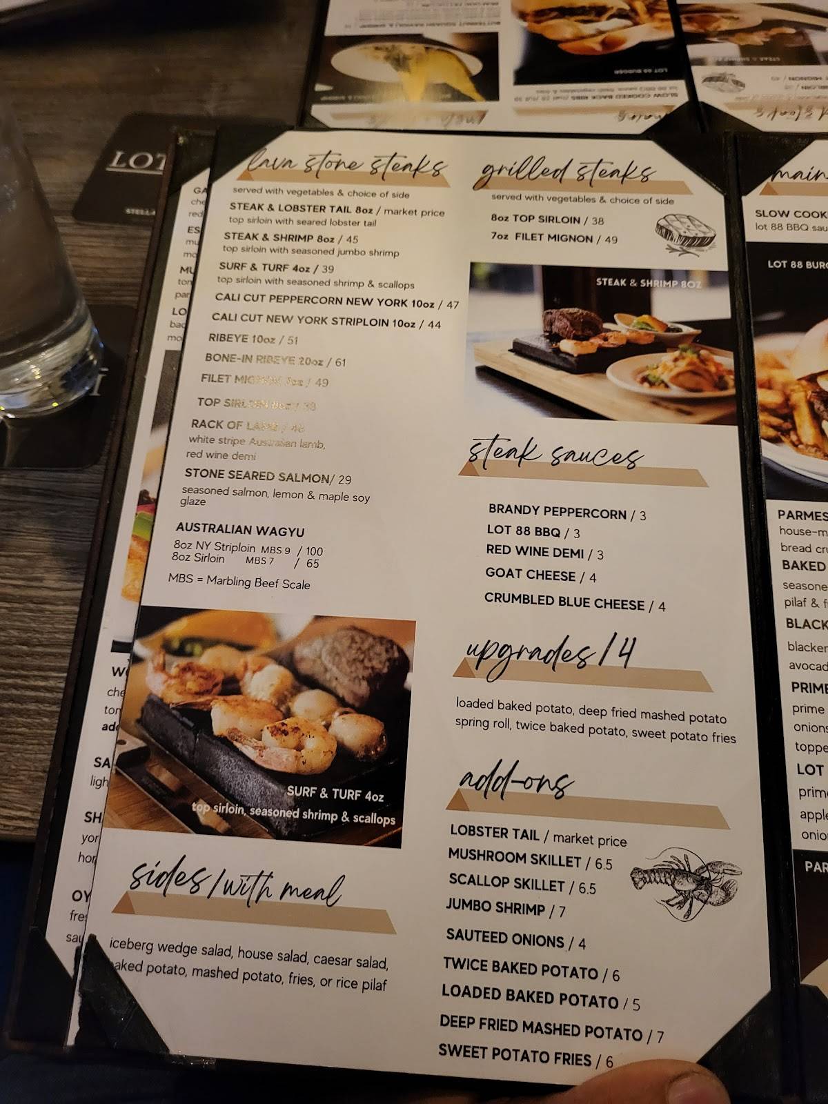 Menu at Lot 88 Steakhouse & Bar, Orillia