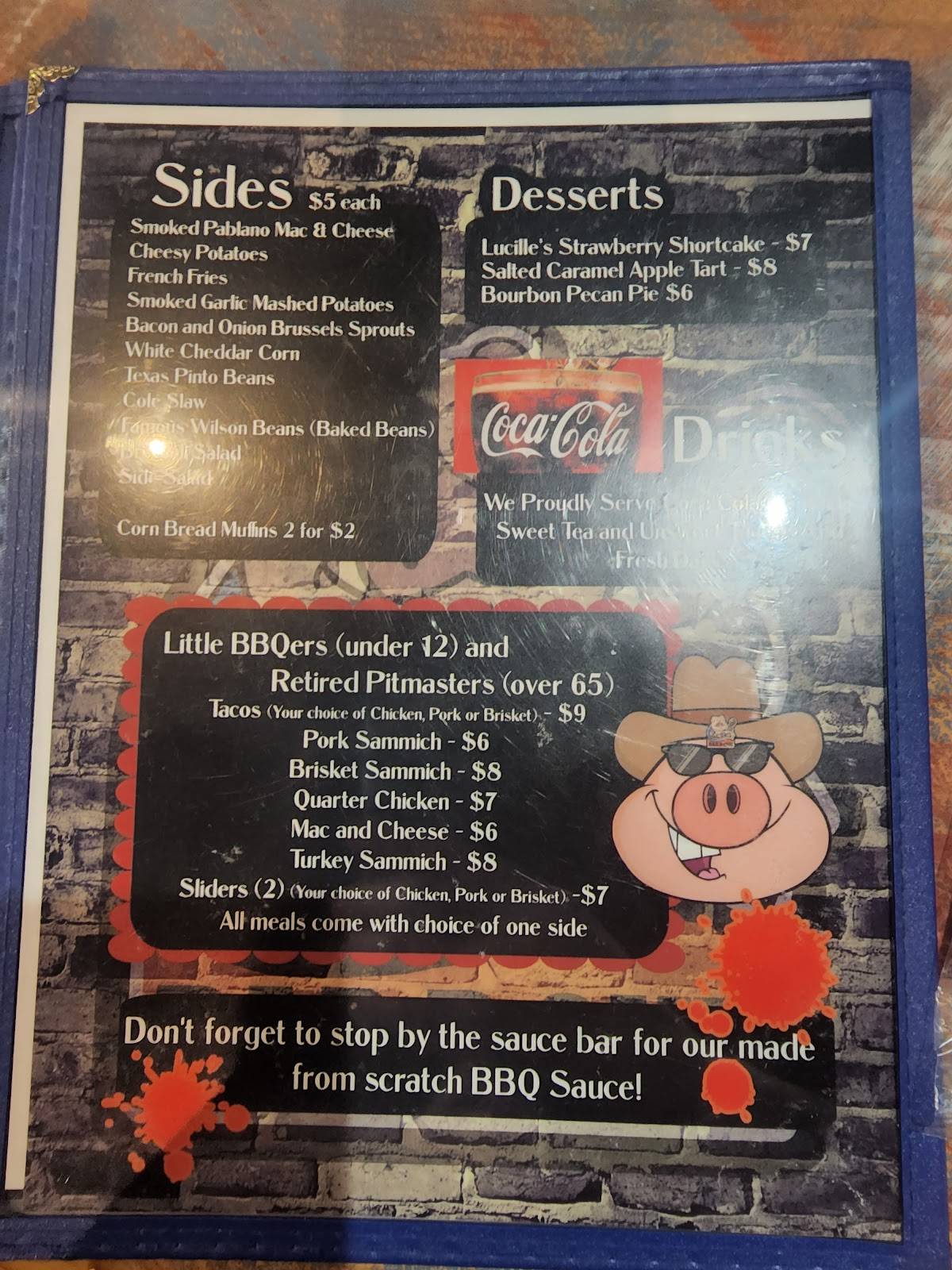Menu at Lucille's BBQ, Fort Wayne