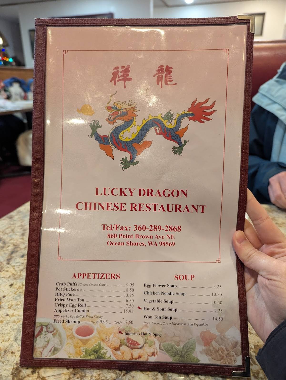 Menu at Lucky Dragon Restaurant, Ocean Shores