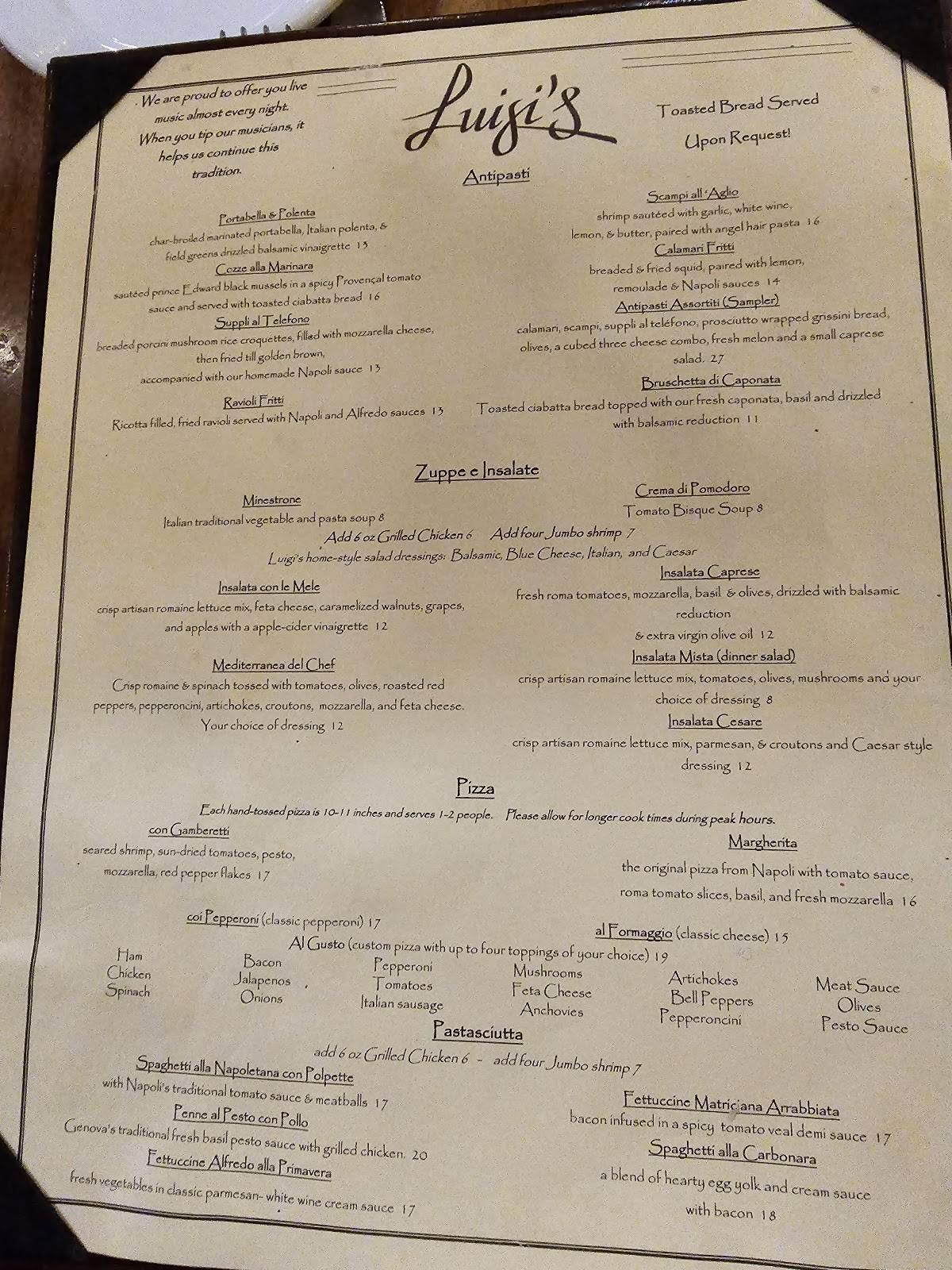 Menu at Luigi's Patio Ristorante pub & bar, College Station, Texas 6 ...