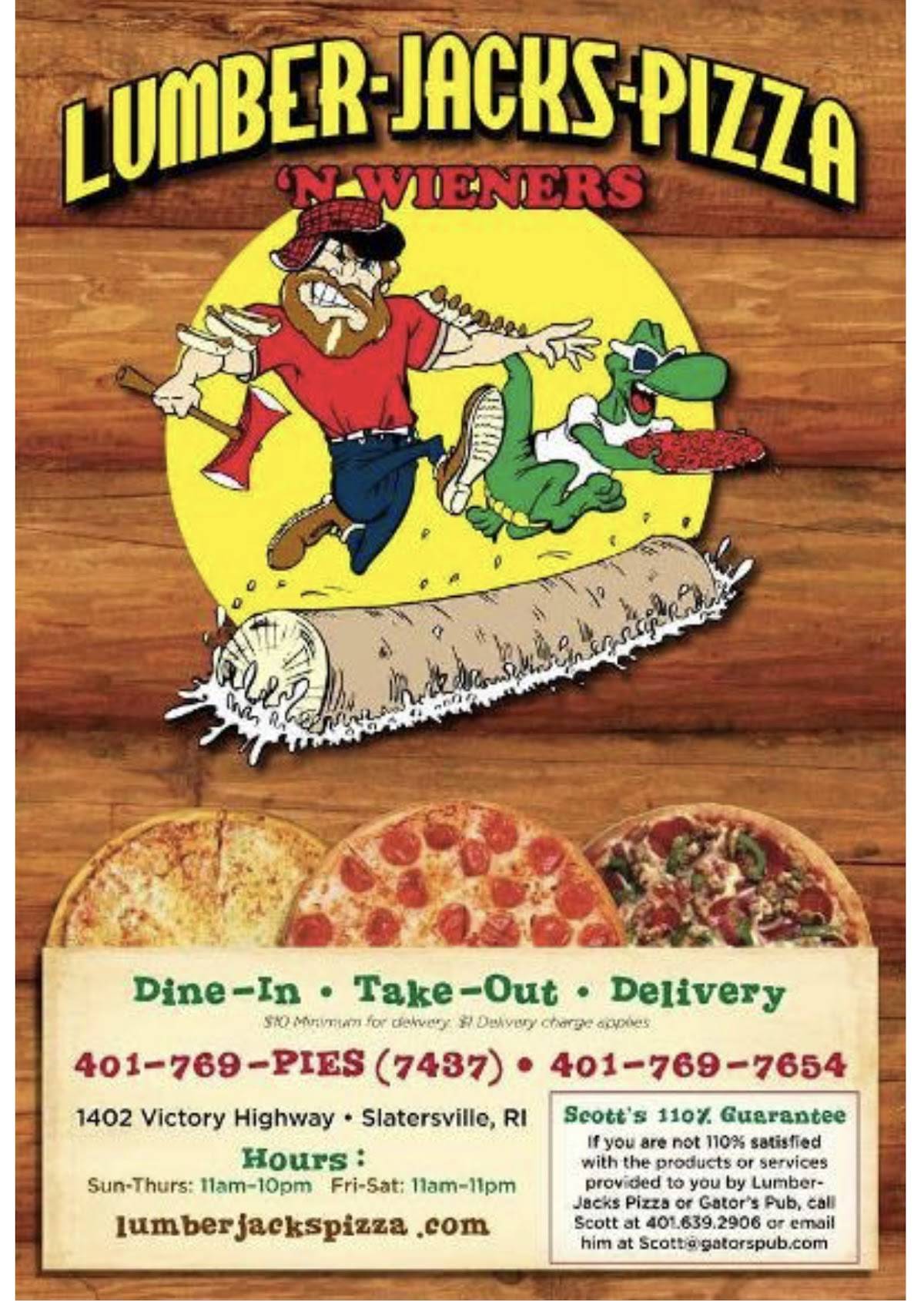 Menu at Lumberjack's Pizza pizzeria, North Smithfield