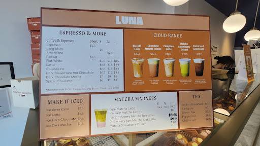 Menu at Luna Bakehouse restaurant, Auckland, 237 Broadway