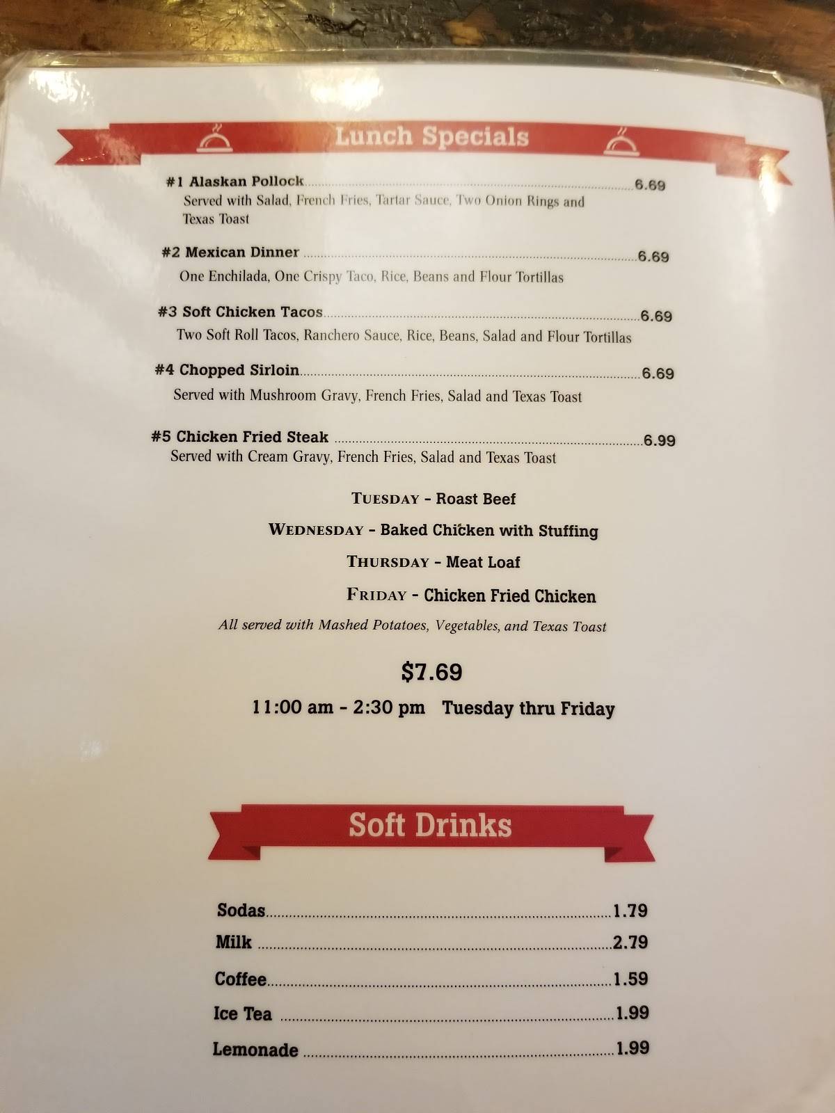 Menu at M.K. Davis Restaurant, San Antonio