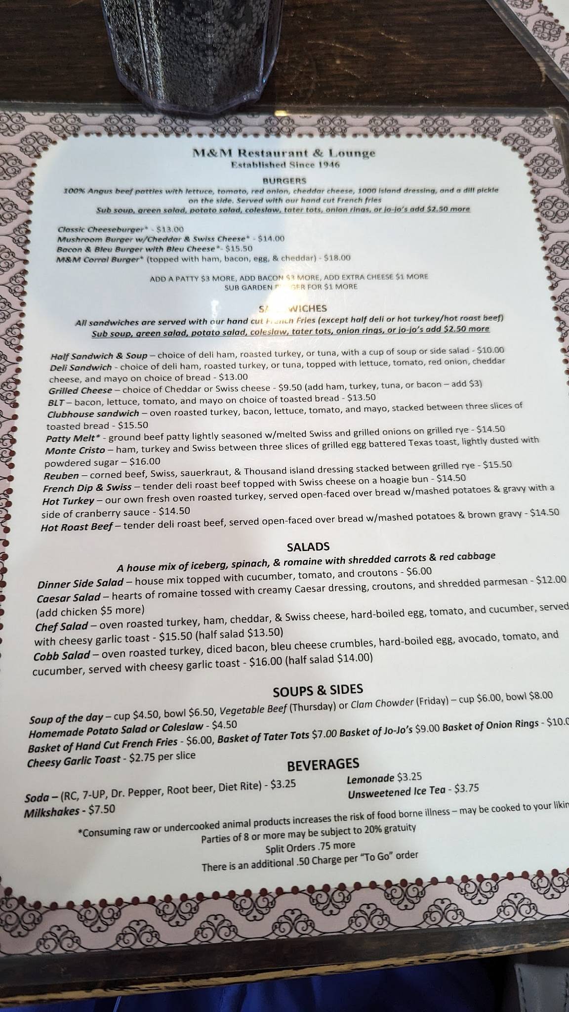 Menu at M & M Restaurant & Lounge, Gresham