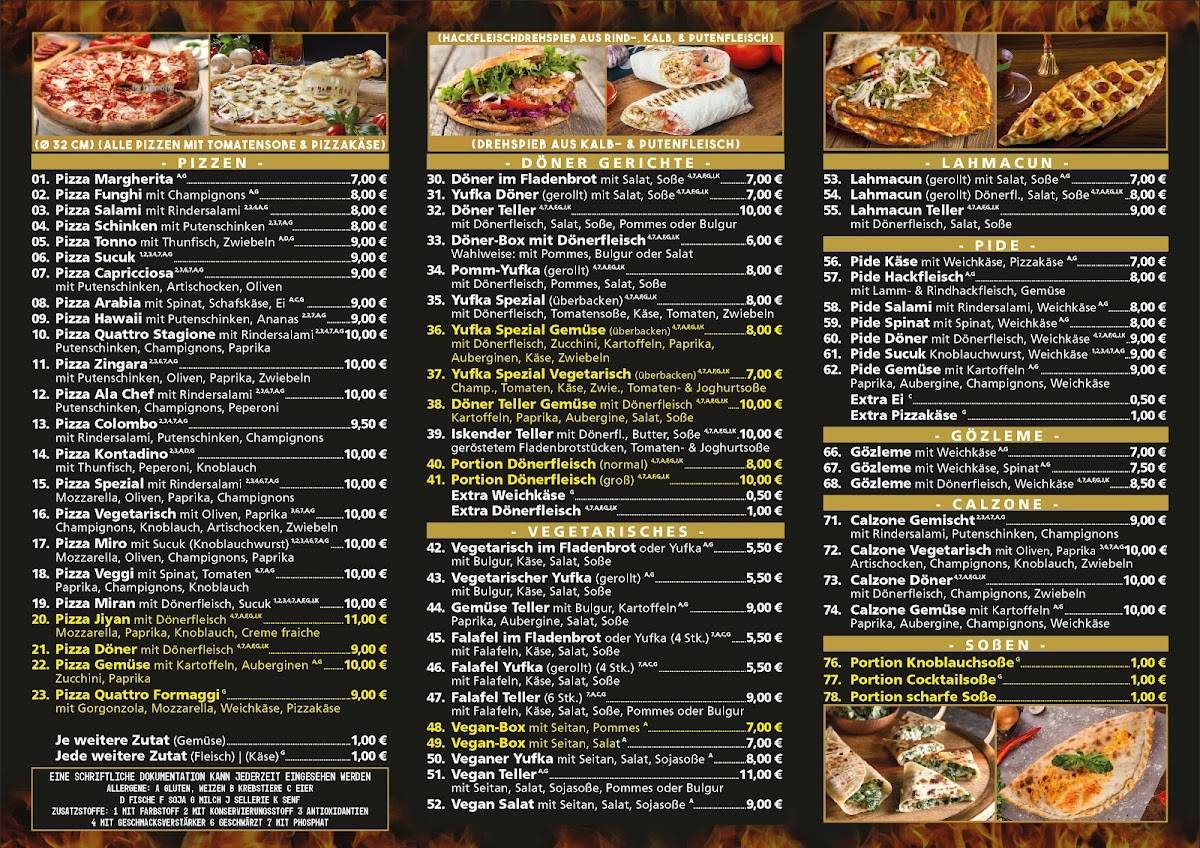 Speisekarte von MIRO - PIZZA & KEBAPHAUS, Eggenstein-Leopoldshafen