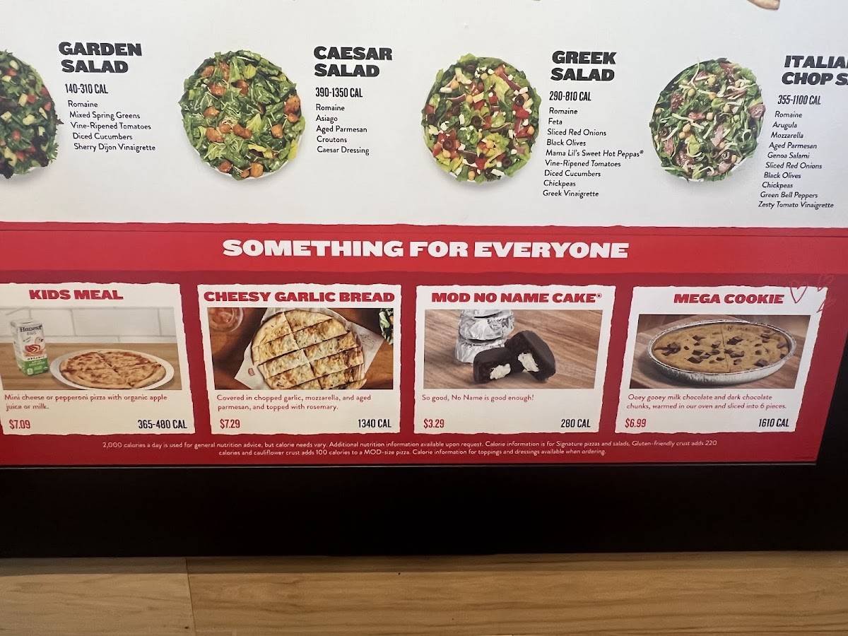 Menu at MOD Pizza pizzeria, Katy, W Grand Pkwy N Suite 100