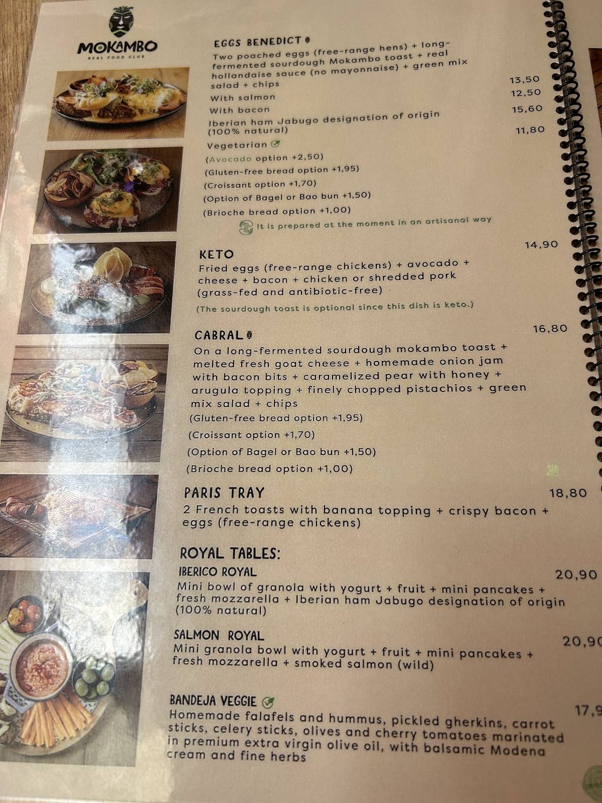 Carta del restaurante MOKAMBO Plaza Nueva, Sevilla