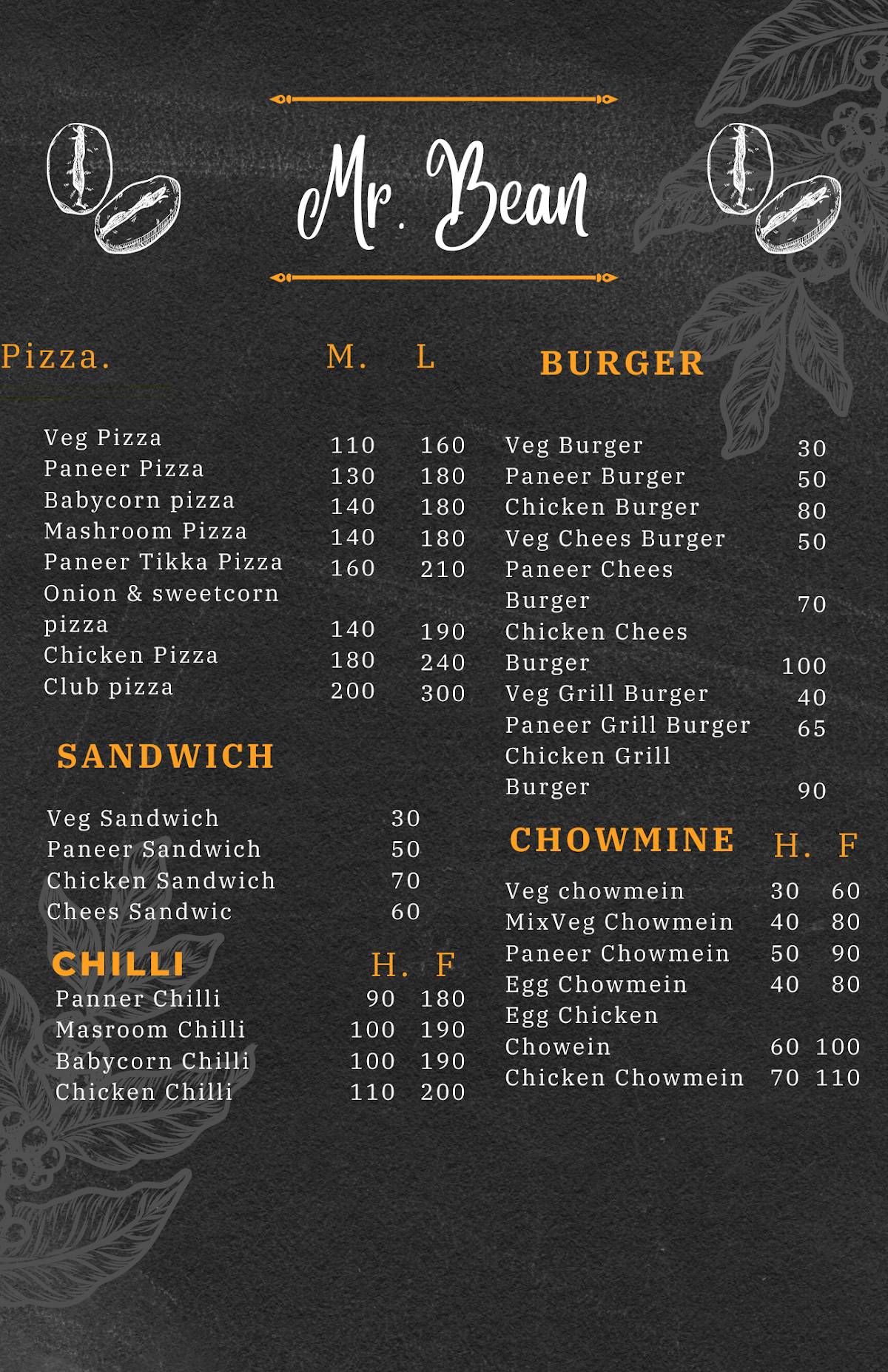 Menu at MR BEAN CAFE & RESTRO, Koderma