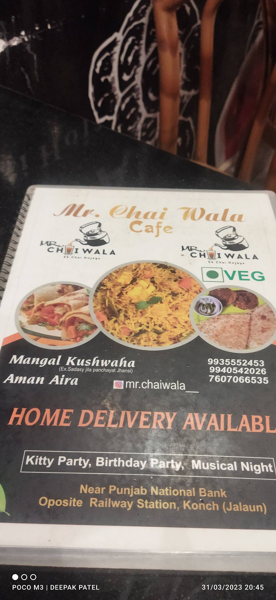Menu at MR CHAIWALA, Konch