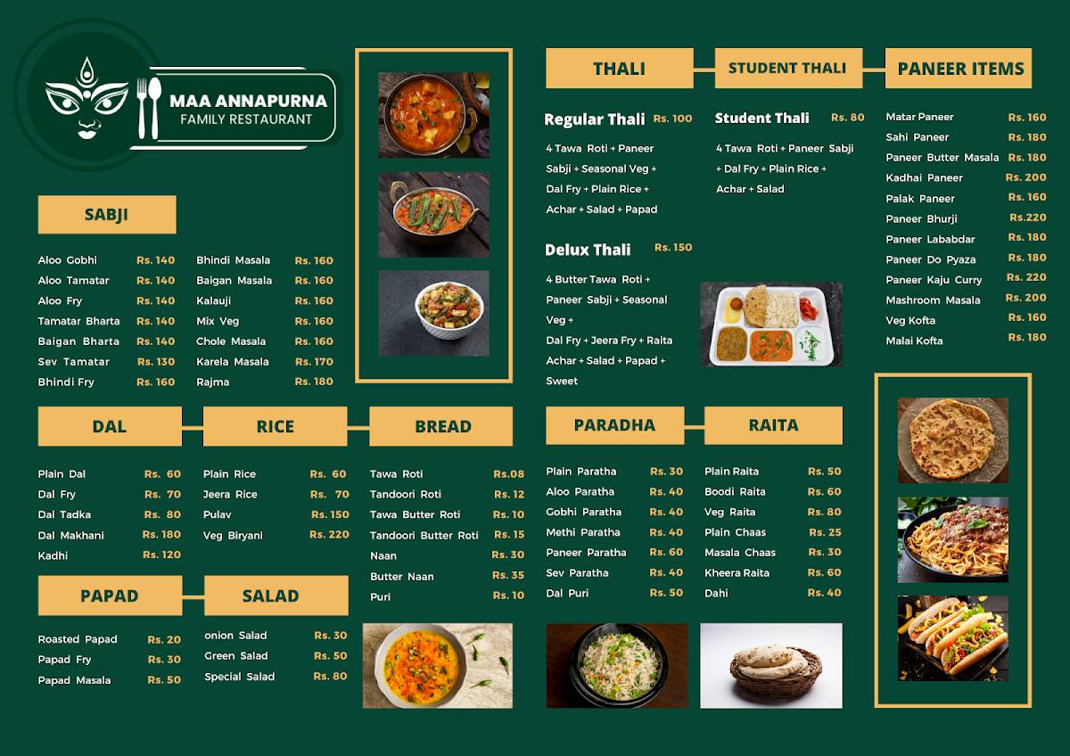 Menu at Maa Annapurna Family Restaurant, Rewa