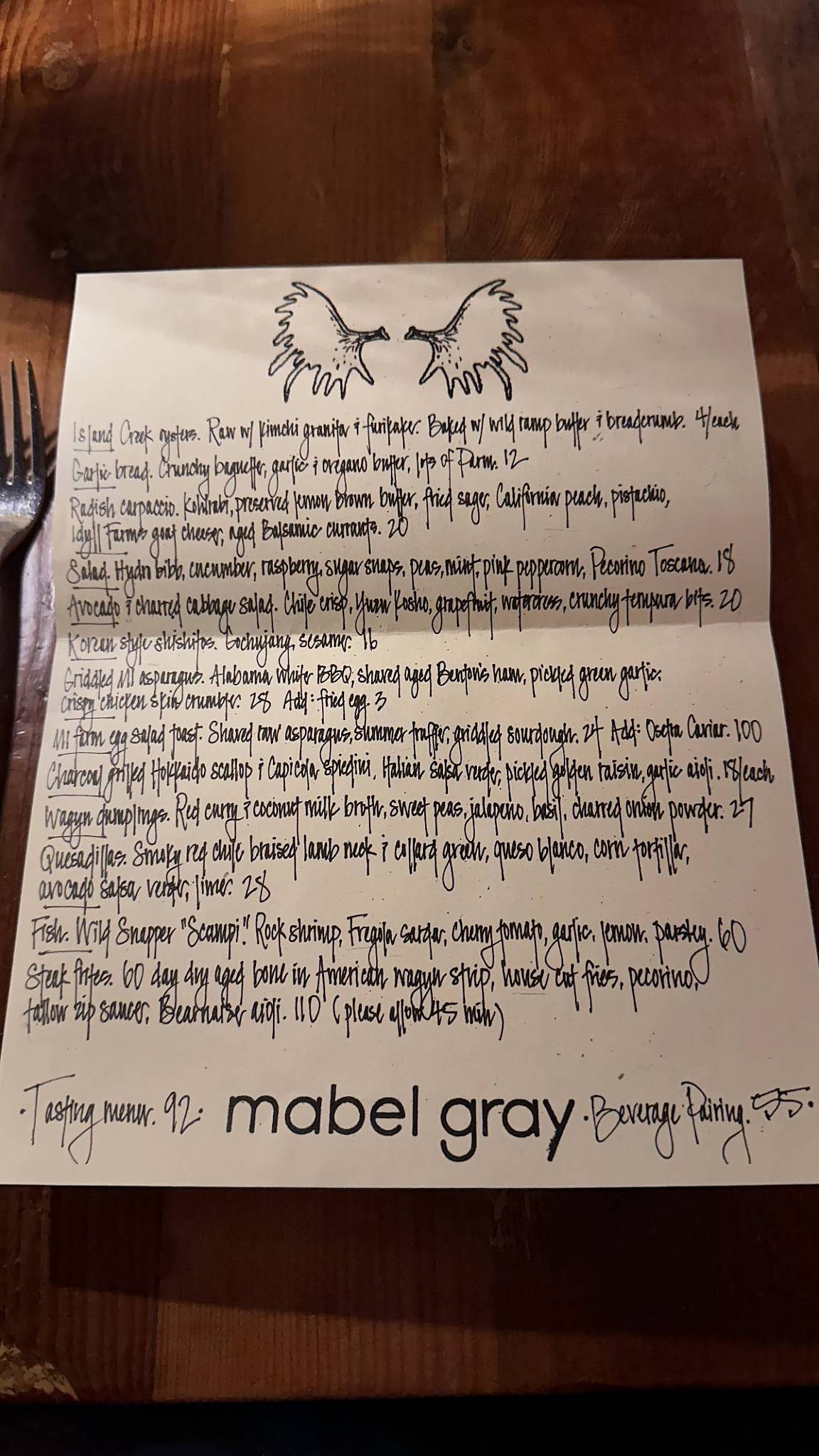 Menu at Mabel Gray restaurant, Hazel Park