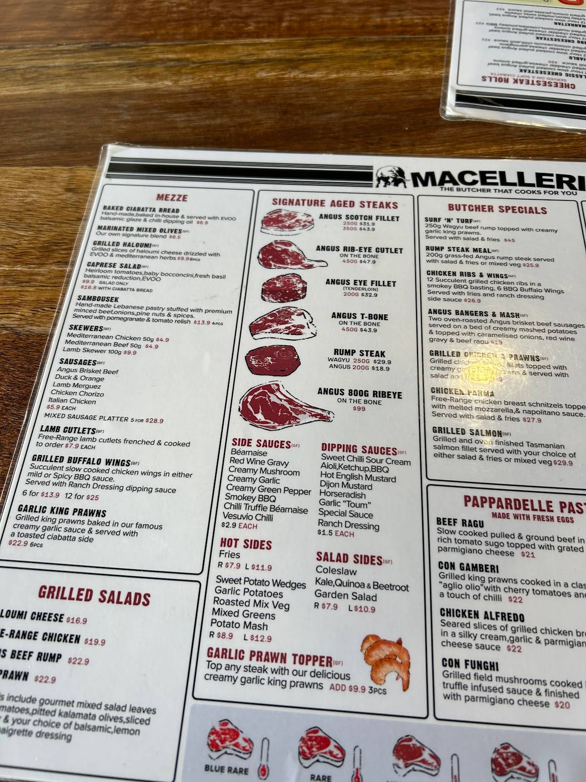 Menu at Macelleria Newtown restaurant, Newtown